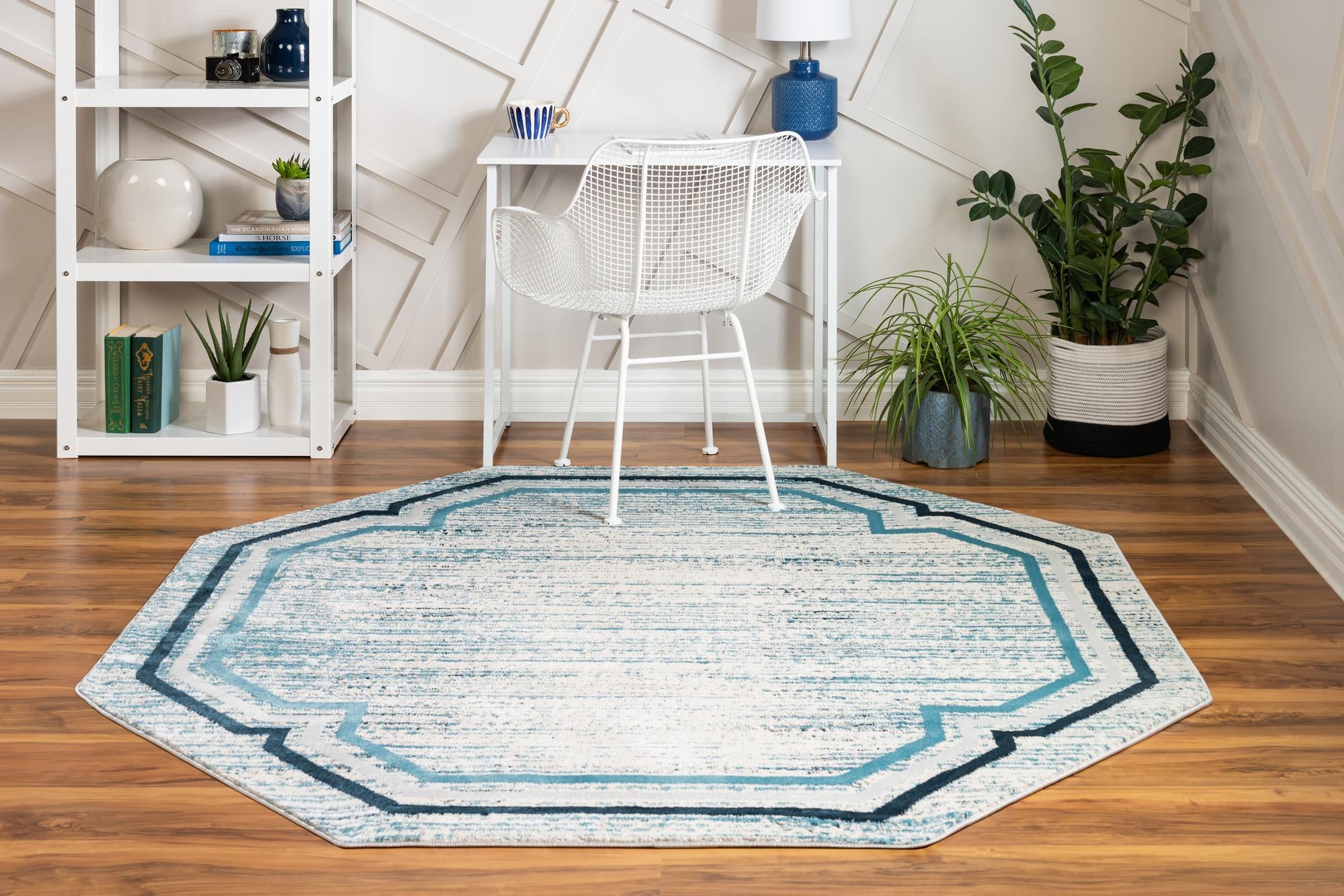 Blue 7' x 7' Oasis Octagon Rug | Rugs.com