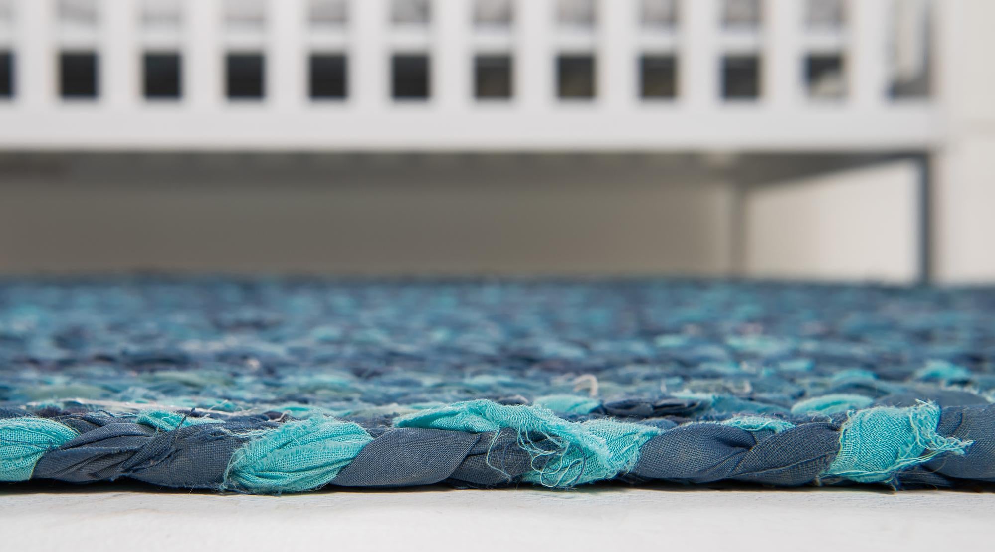 Blue 5' 1 x 8' Hand Braided Chindi Oval Rug | Rugs.com