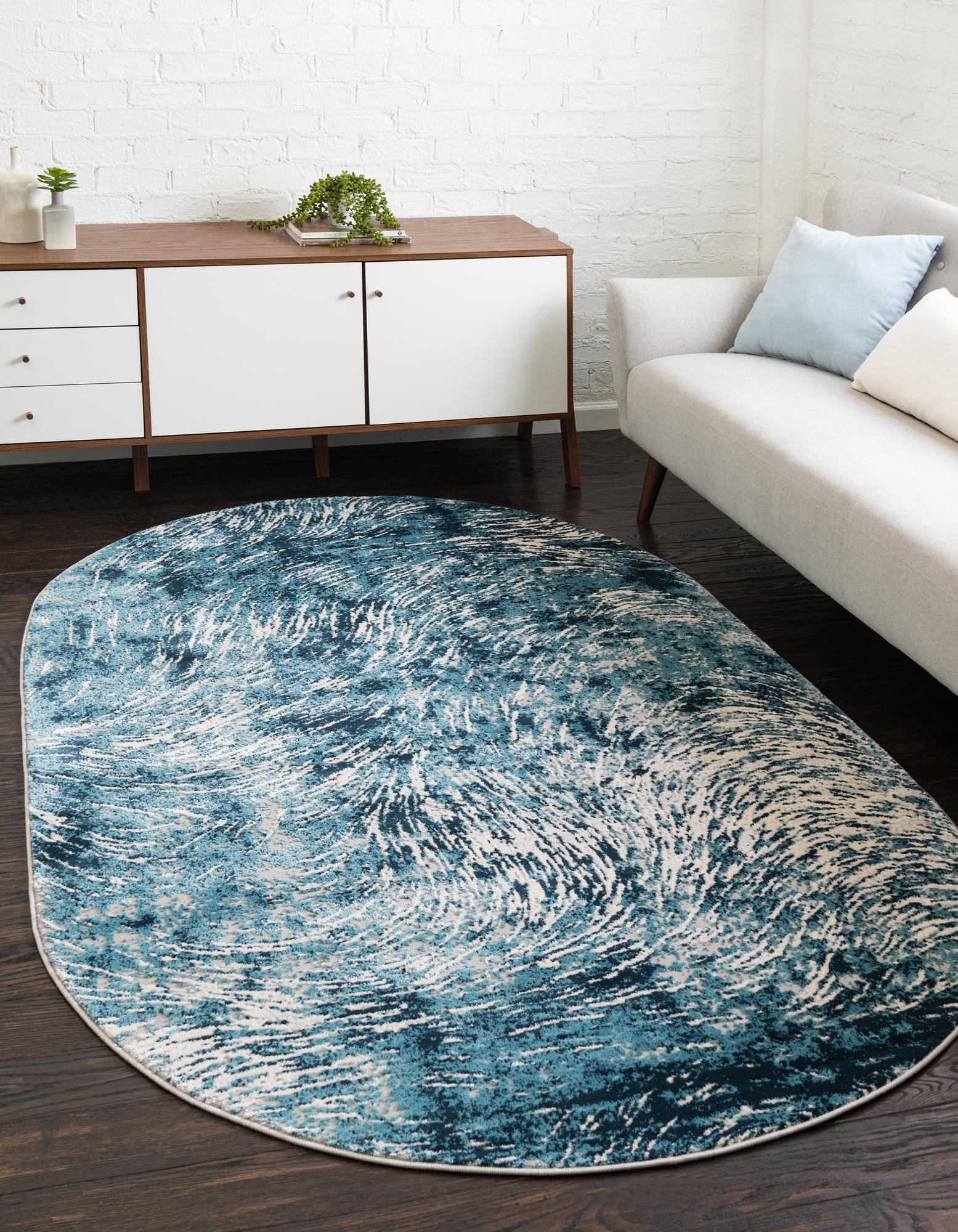 Blue 5' x 8' Oasis Oval Rug | Rugs.com
