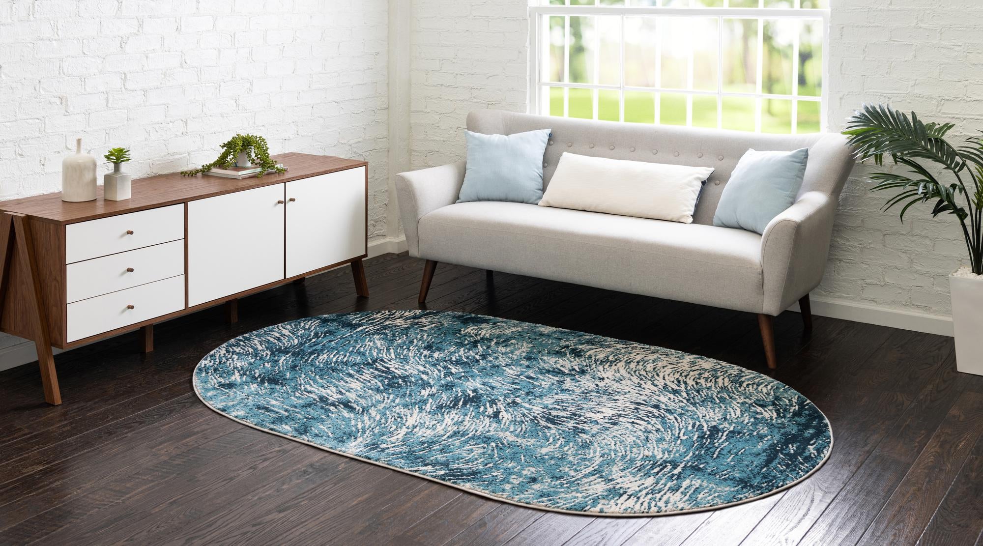 Blue 8' x 10' Oasis Oval Rug | Rugs.com