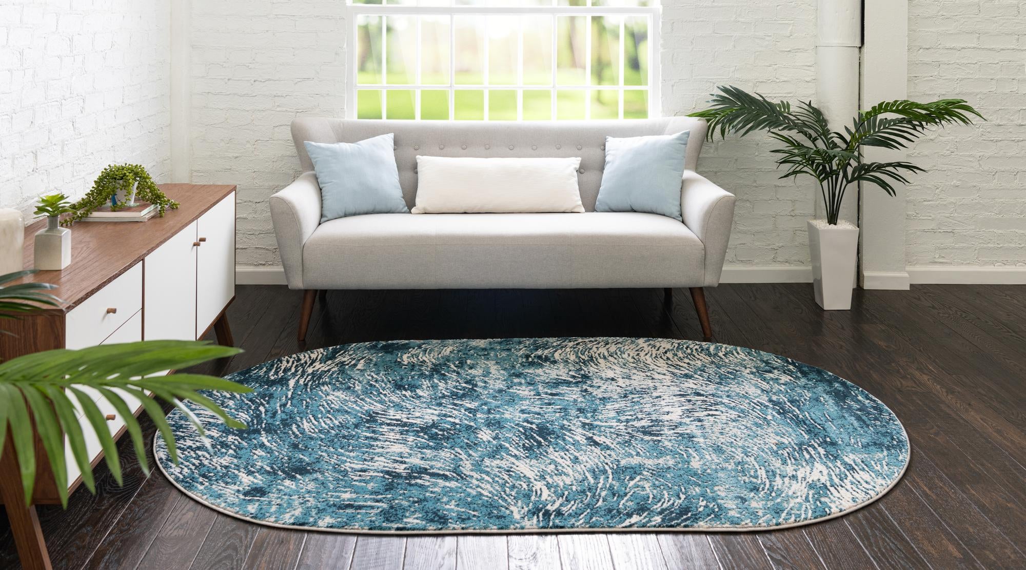 Blue 8' x 10' Oasis Oval Rug | Rugs.com