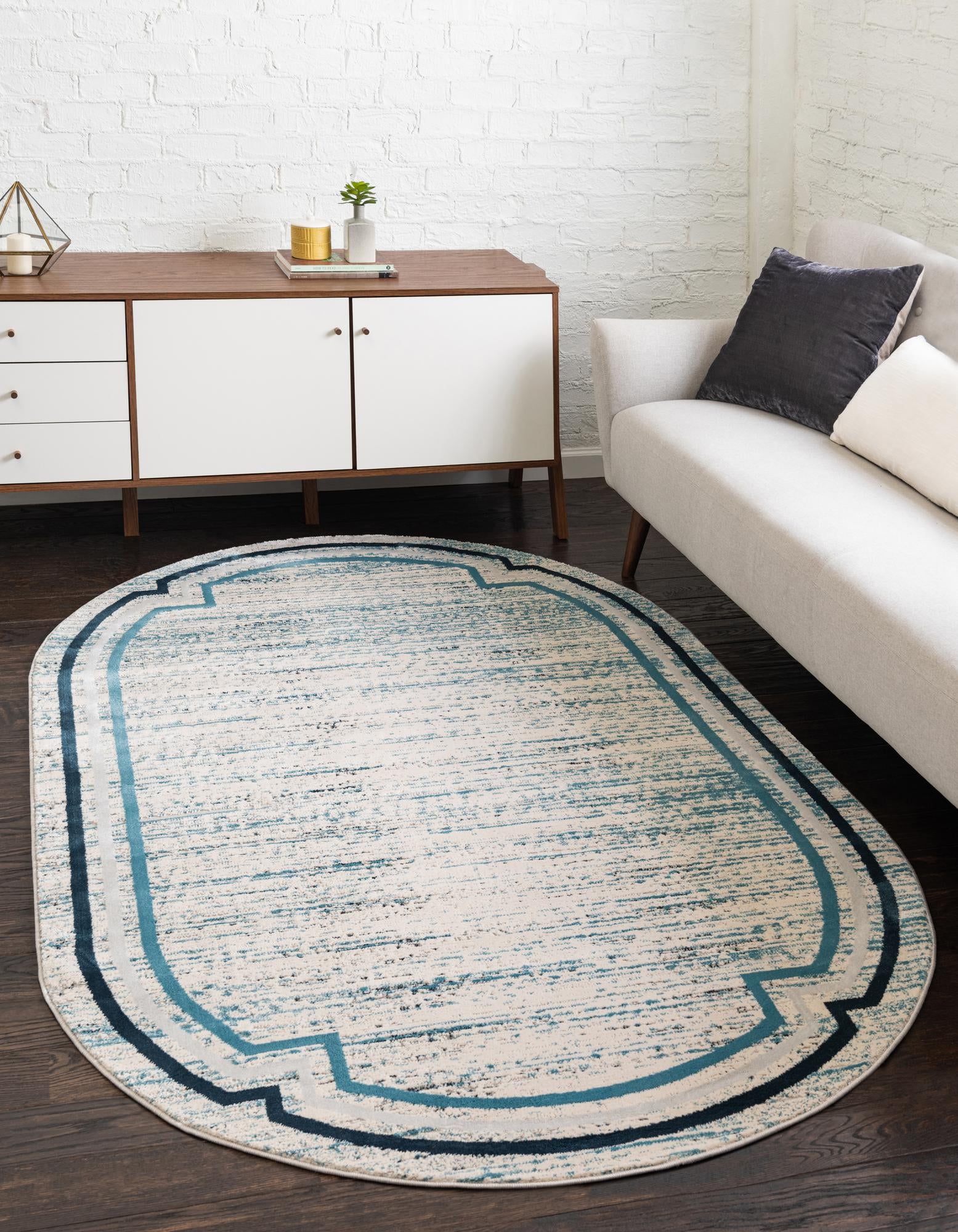 Blue 5' x 8' Oasis Oval Rug | Rugs.com