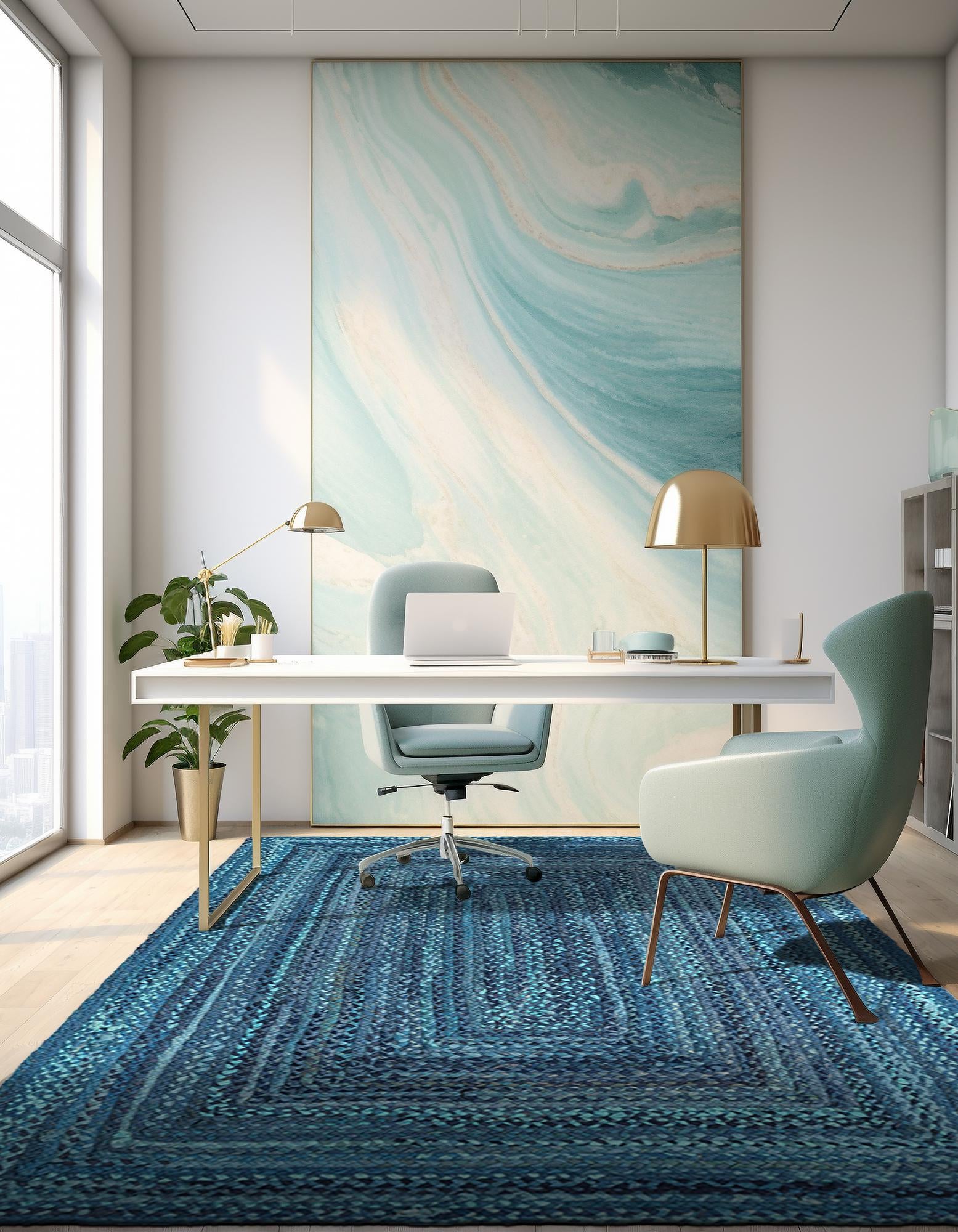 Blue 2' x 3' 1 Hand Braided Chindi Rug | Rugs.com