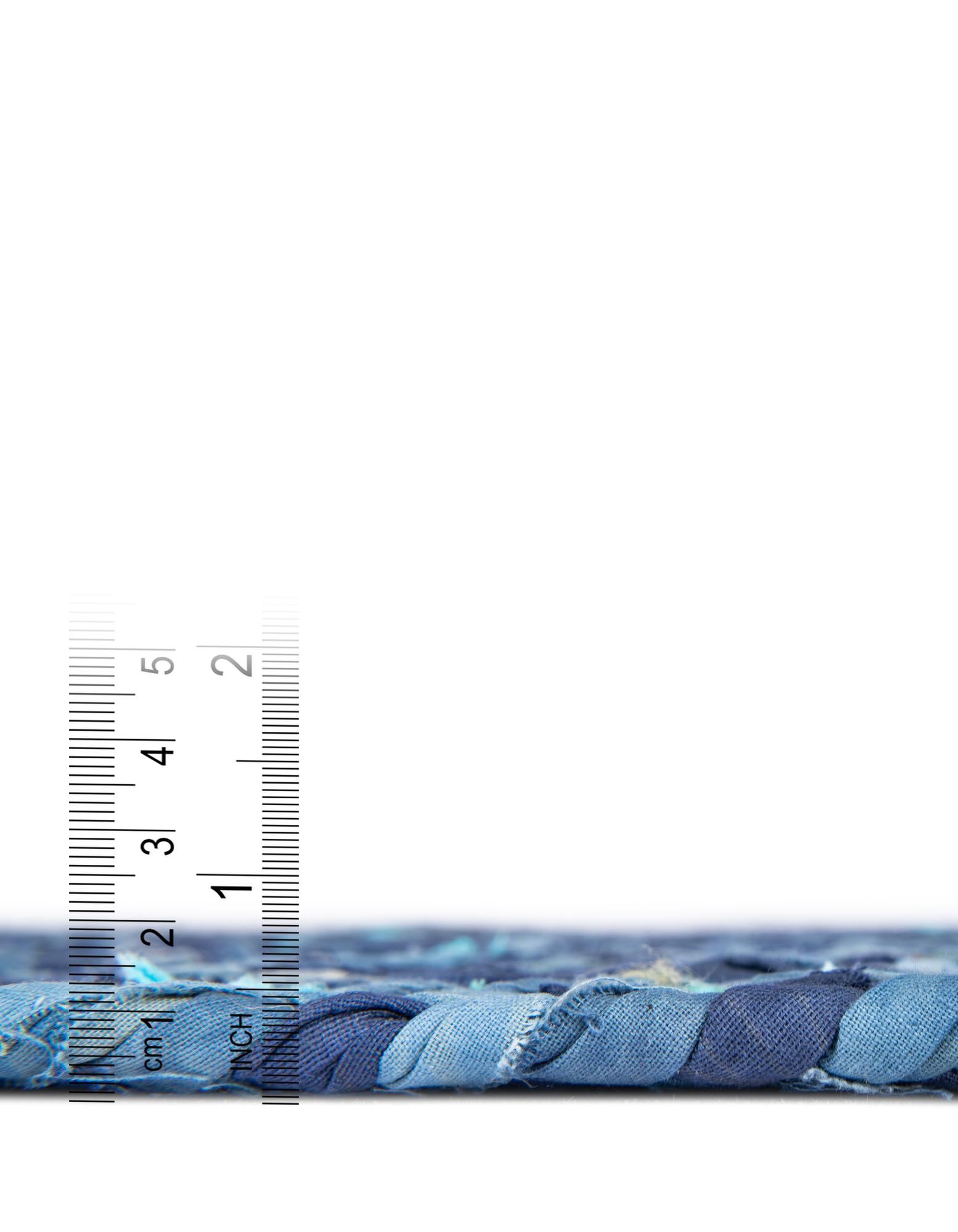 Blue 2' x 3' 1 Hand Braided Chindi Rug | Rugs.com