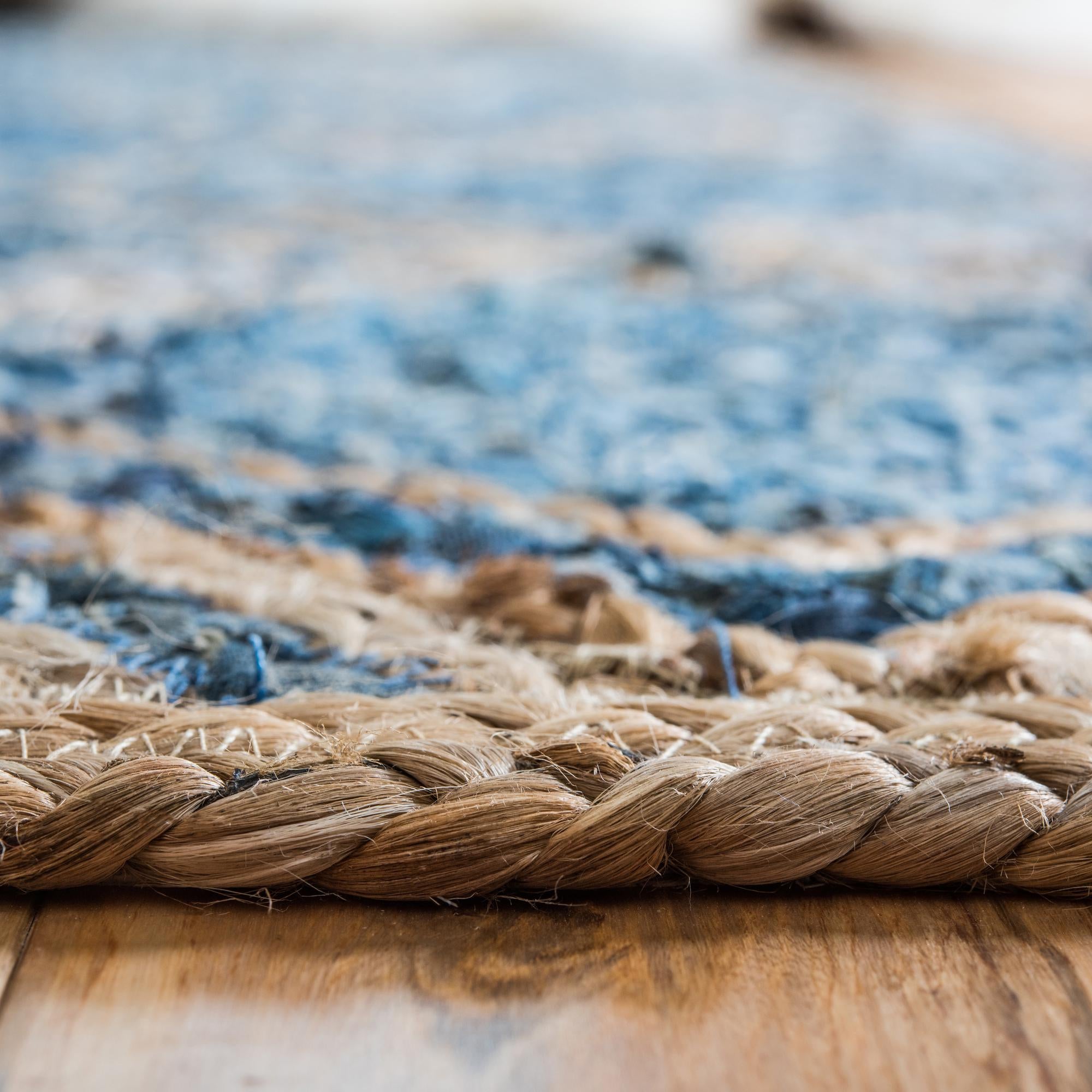 Blue 5' 1 x 8' Hand Braided Jute Rug | Rugs.com
