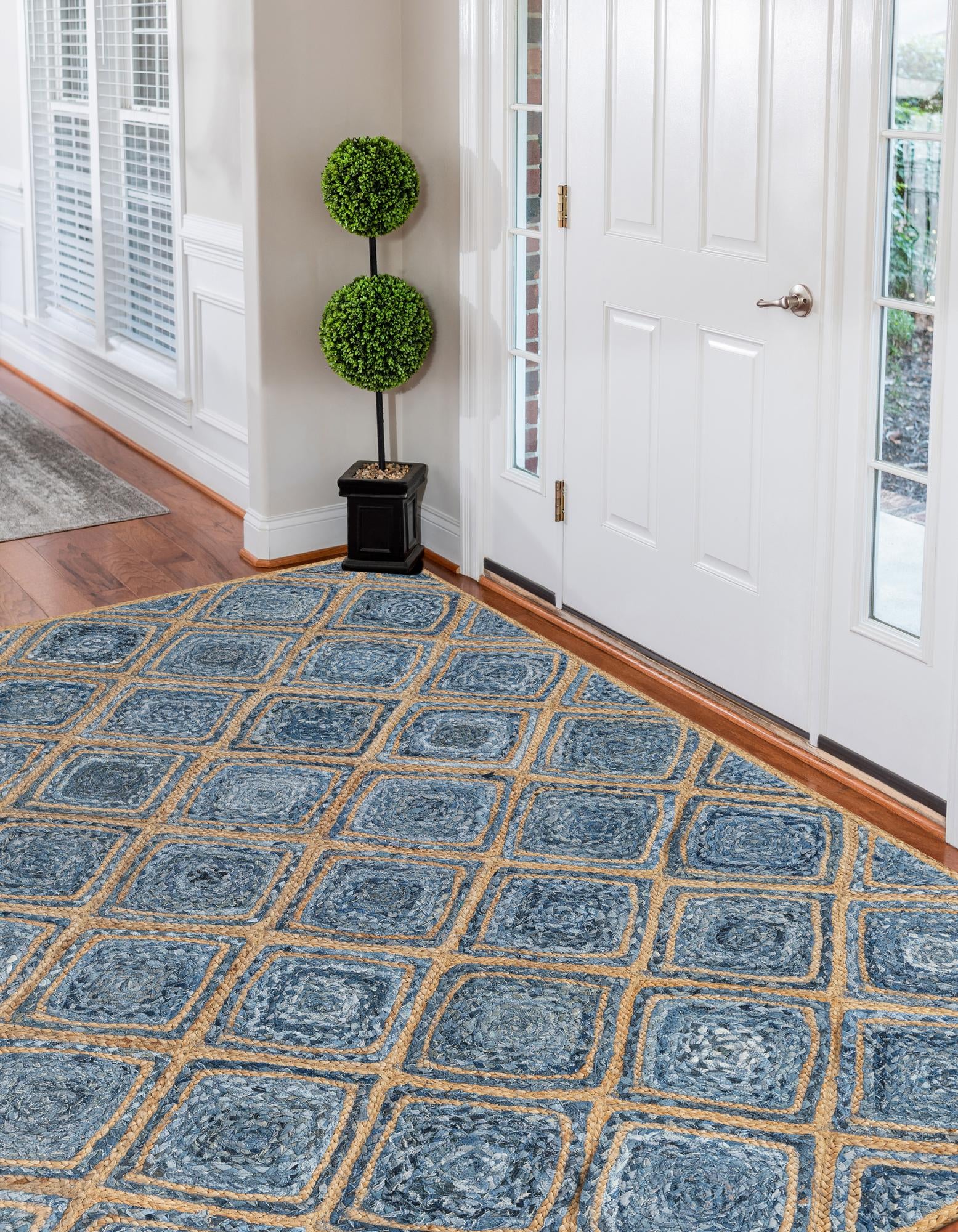 Blue 6' 1 x 9' Hand Braided Jute Rug | Rugs.com