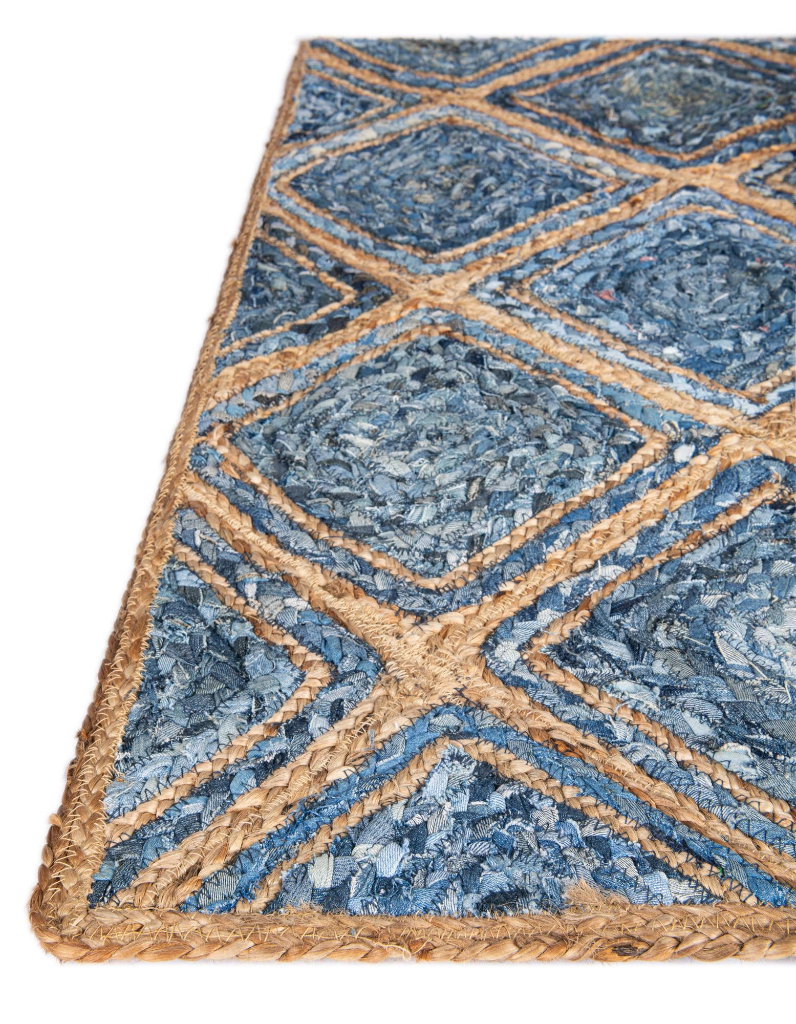Blue 6' 1 x 9' Hand Braided Jute Rug | Rugs.com