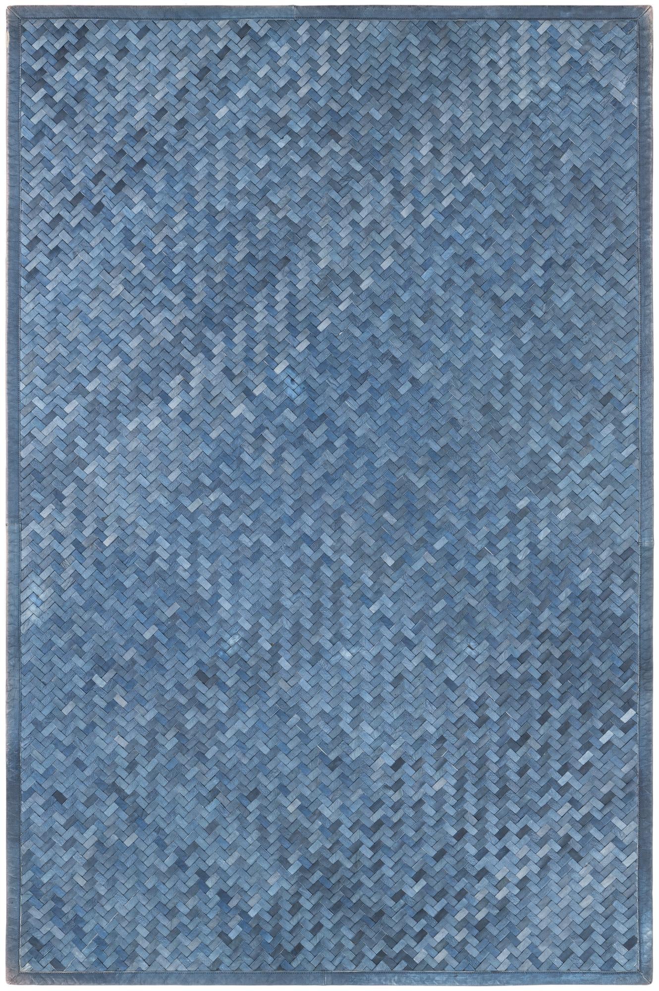 Blue 4' x 6' Cowhide Leather Rug | Rugs.com