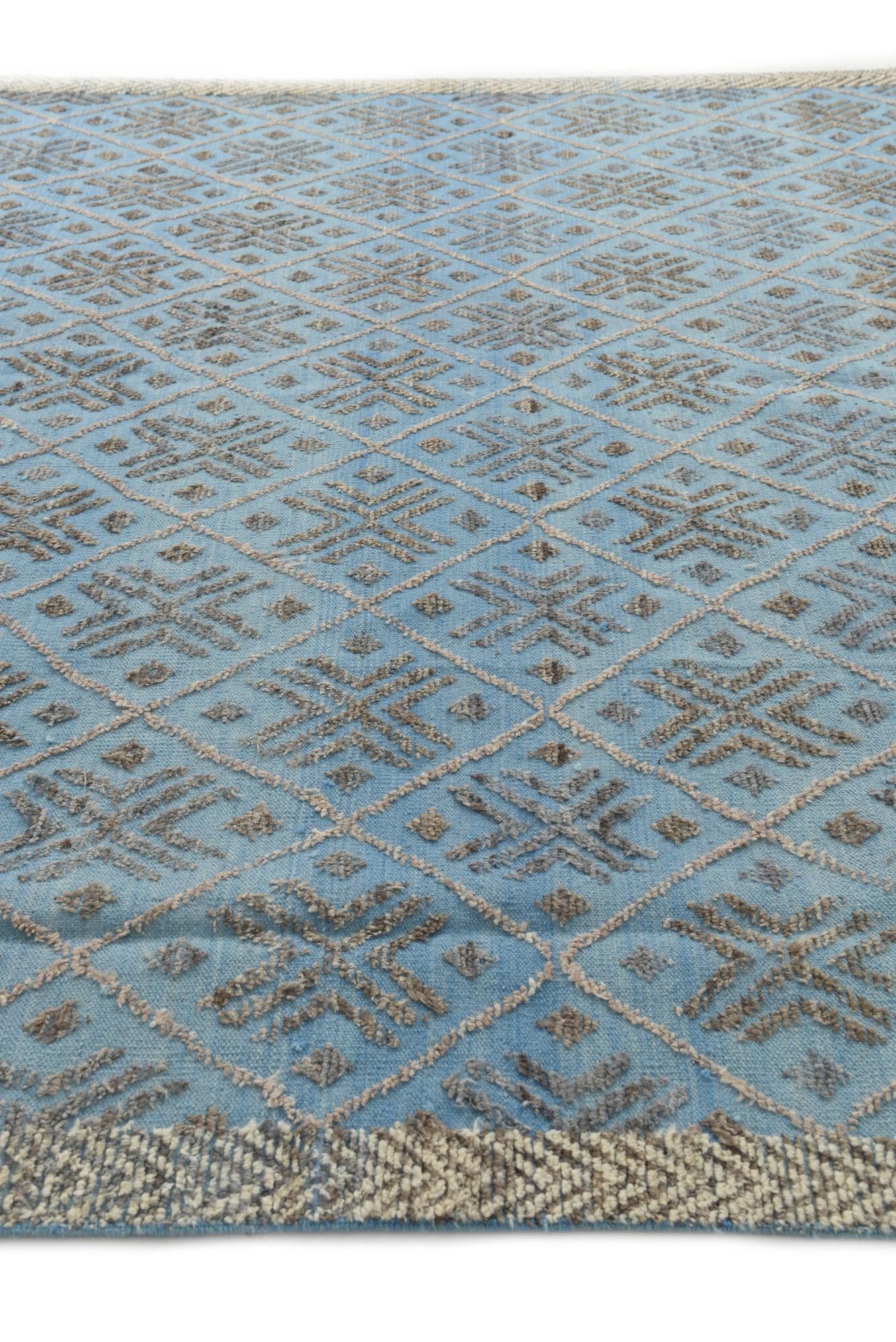 Blue 9' x 12' 4 Hand Knotted Darya Wool Rug | Rugs.com