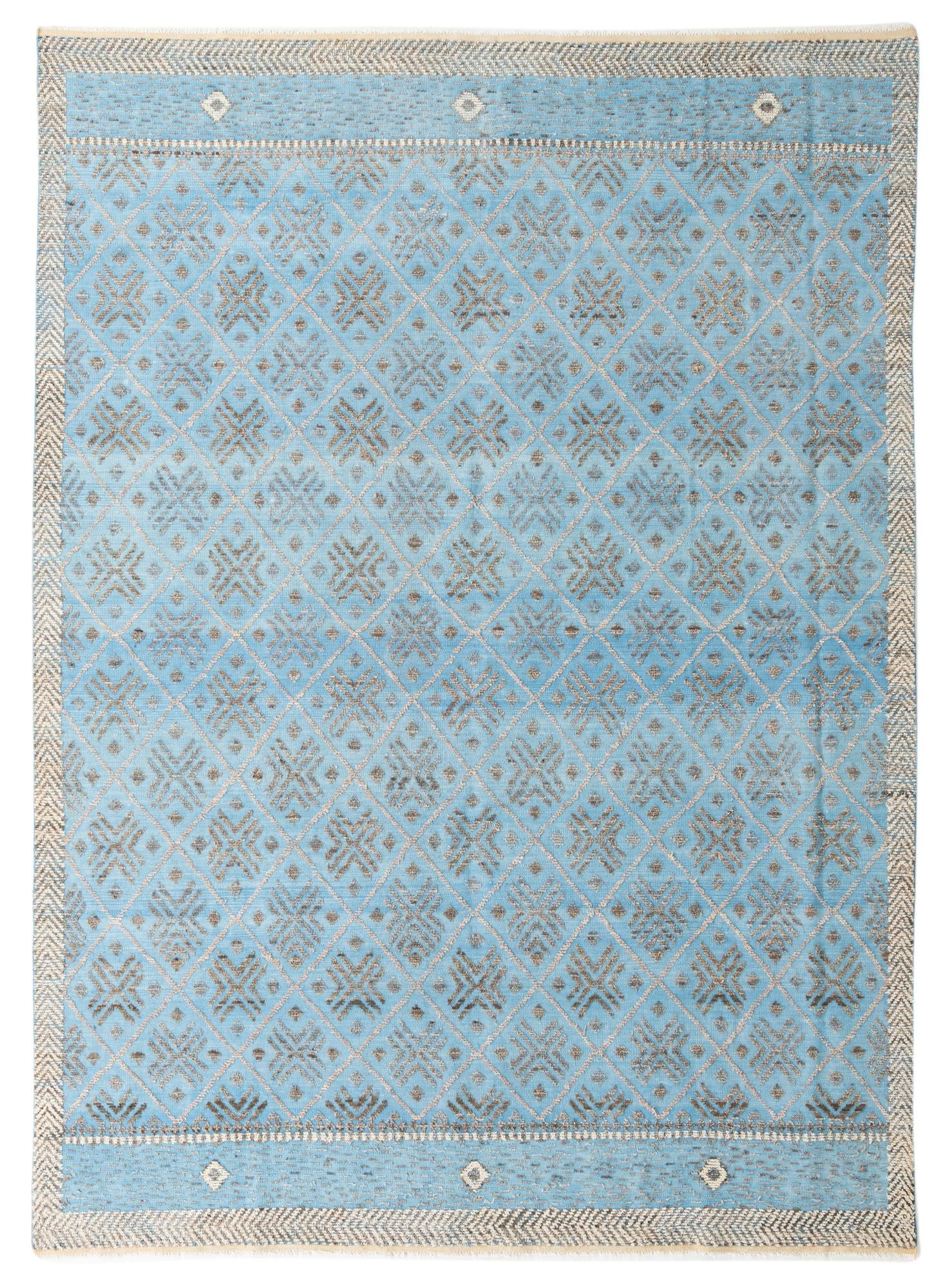 Blue 9' x 12' 4 Hand Knotted Darya Wool Rug | Rugs.com