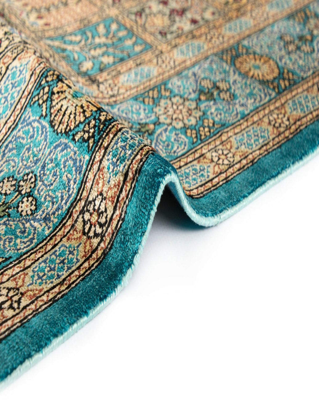 Blue 2' 6 x 3' 11 Ghom Silk Rug | Rugs.com