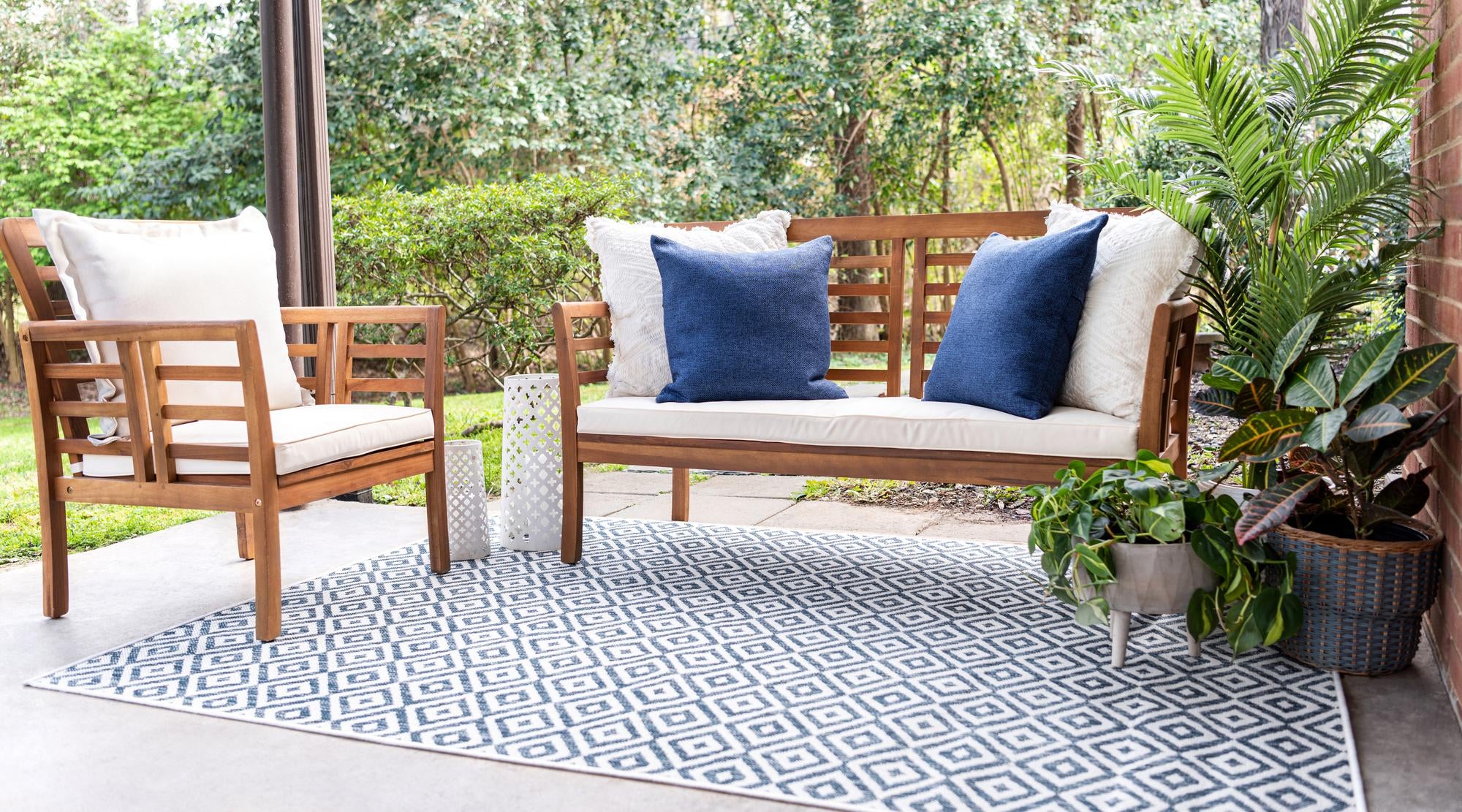 Blue 7' 10 x 10' Jill Zarin Costa Rica Indoor / Outdoor Rug | Rugs.com