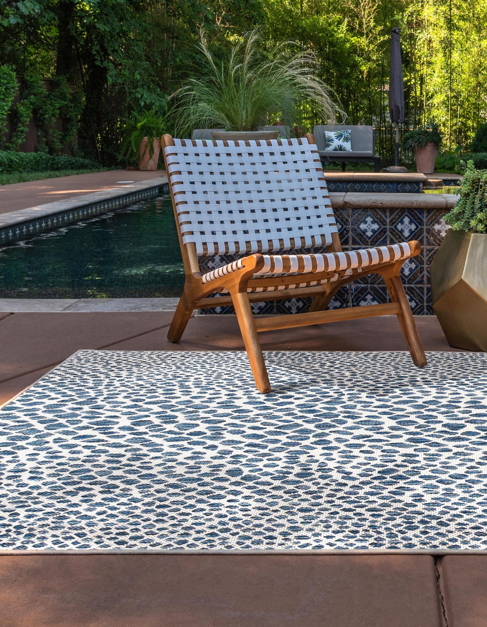 Blue 7' 10 x 10' Jill Zarin Cape Town Indoor / Outdoor Rug | Rugs.com