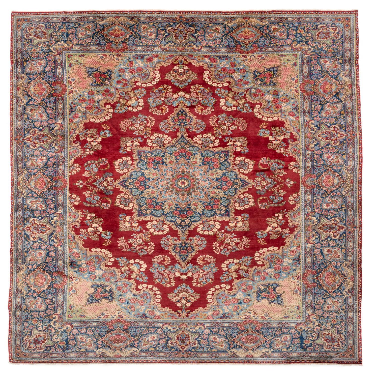 Blue 9' x 12' 2 Hand Knotted Kerman Persian Wool Rug | Rugs.com
