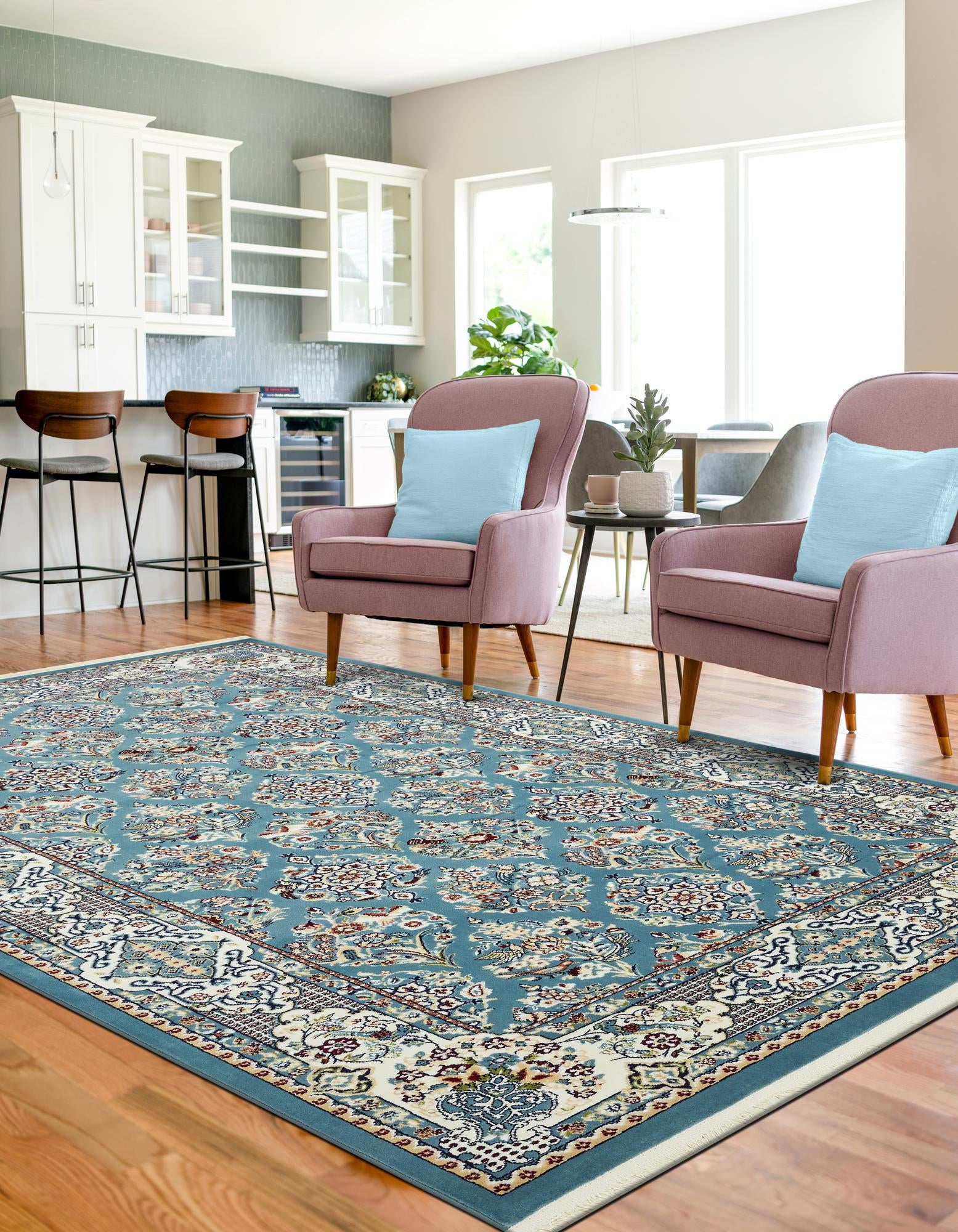 Blue 8' x 10' Nain Design Rug | Rugs.com