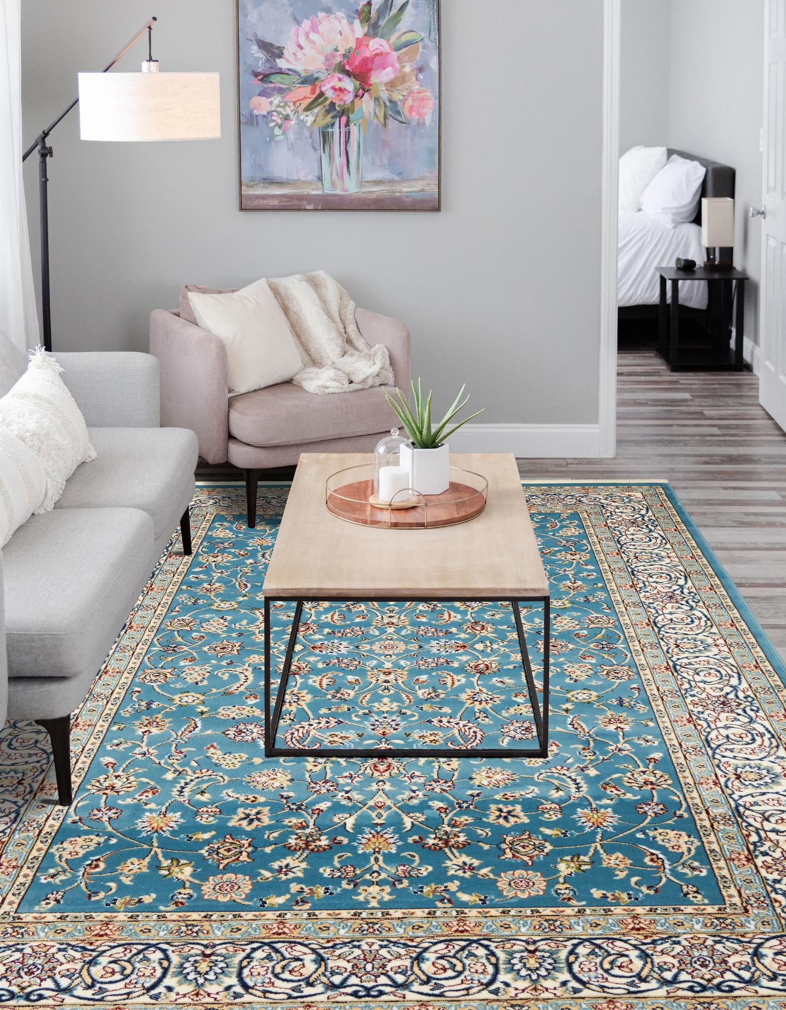 Blue 10' x 13' Nain Design Rug | Rugs.com