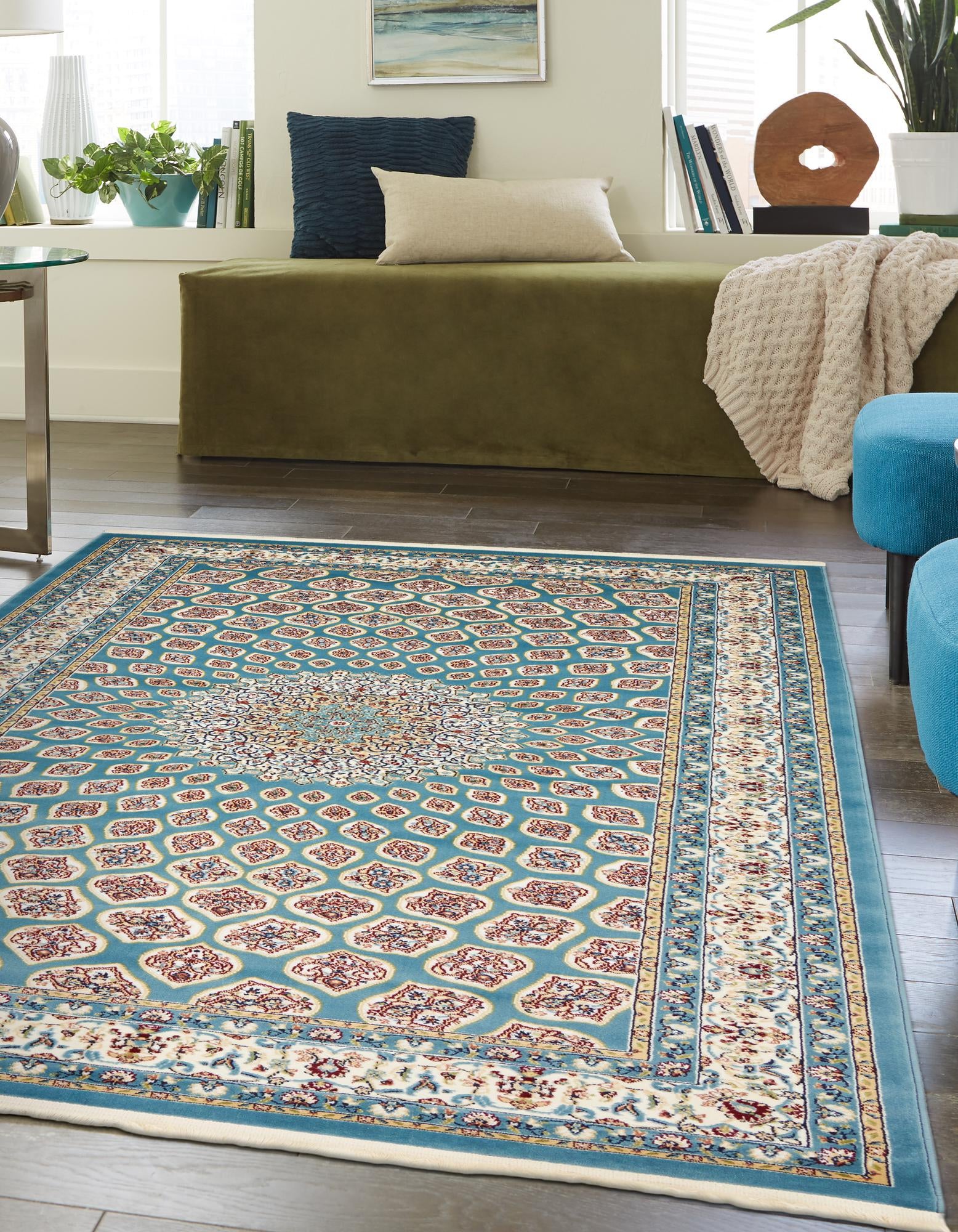 Blue 5' x 8' Nain Design Rug | Rugs.com