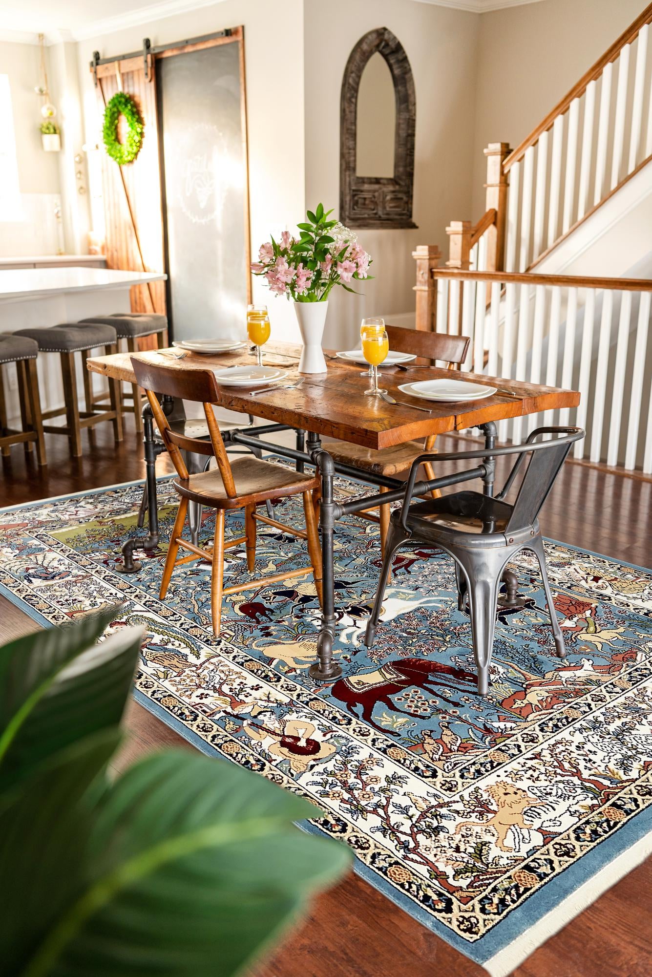 Blue 3' x 5' Nain Design Rug | Rugs.com