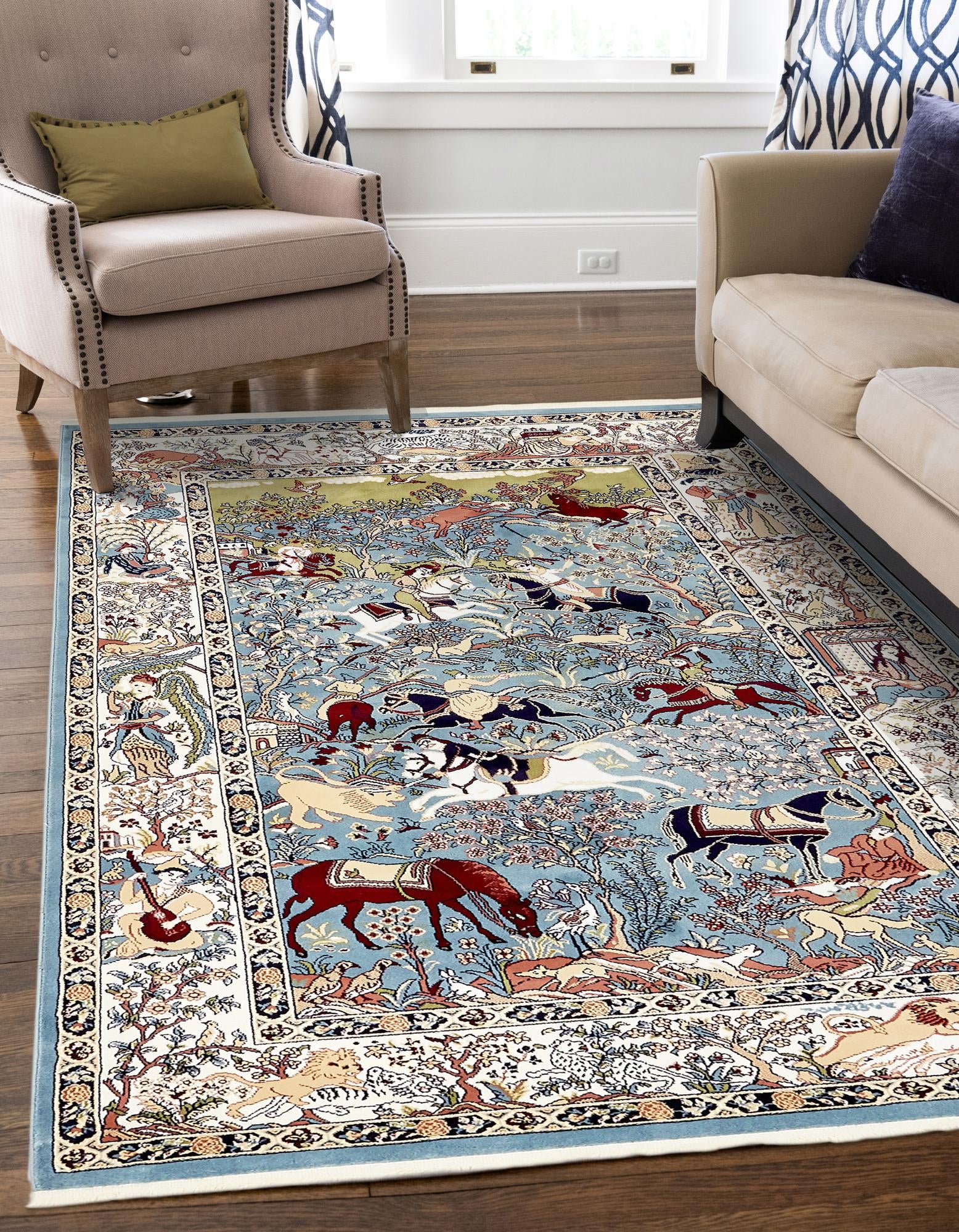 Blue 5' x 8' Nain Design Rug | Rugs.com