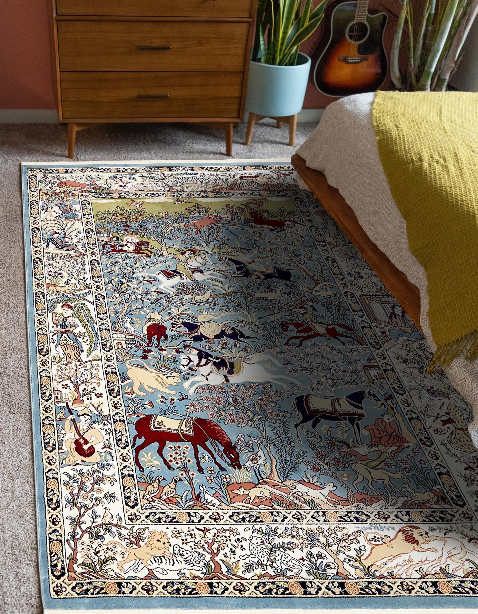 Blue 5' x 8' Nain Design Rug | Rugs.com