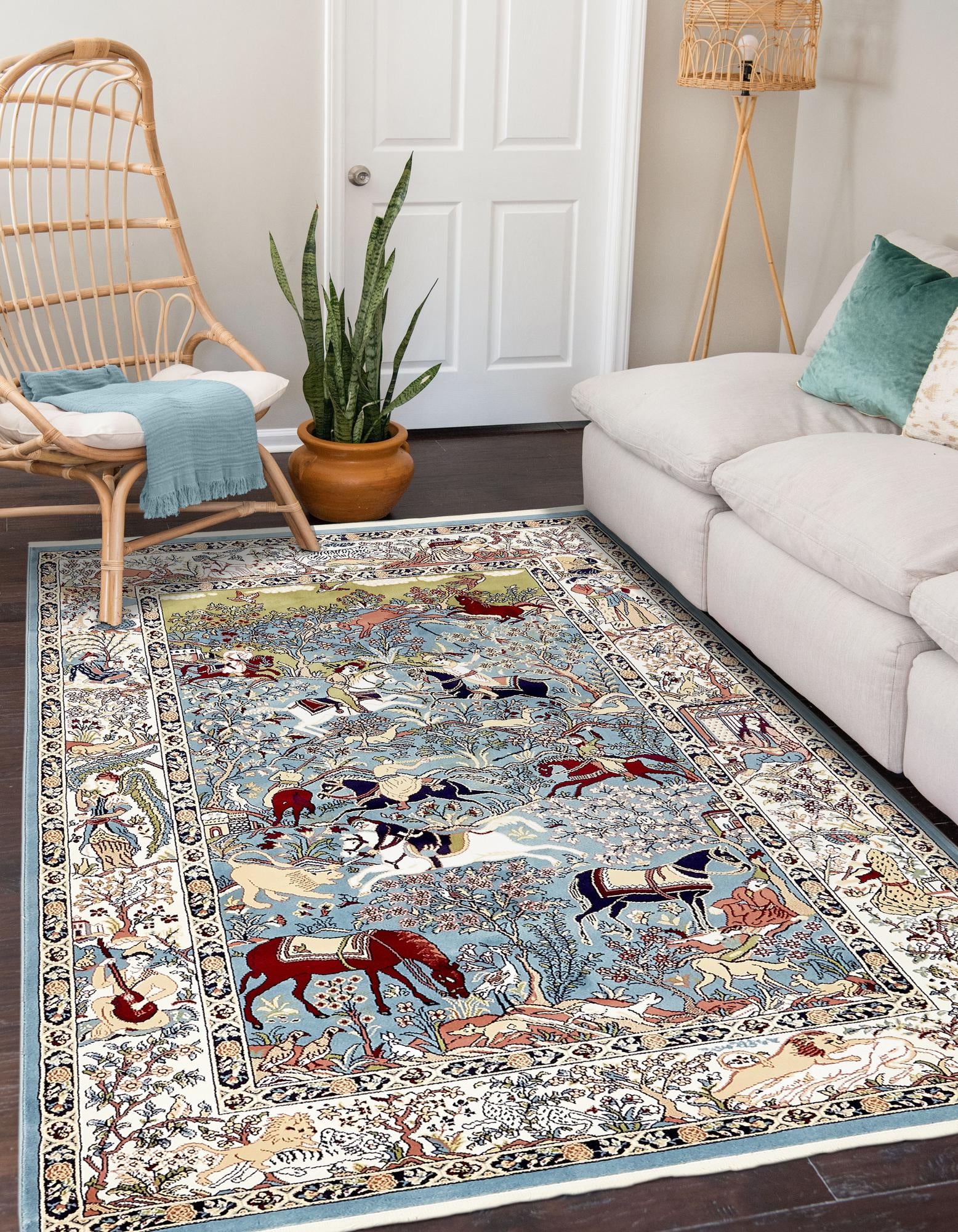 Blue 5' x 8' Nain Design Rug | Rugs.com