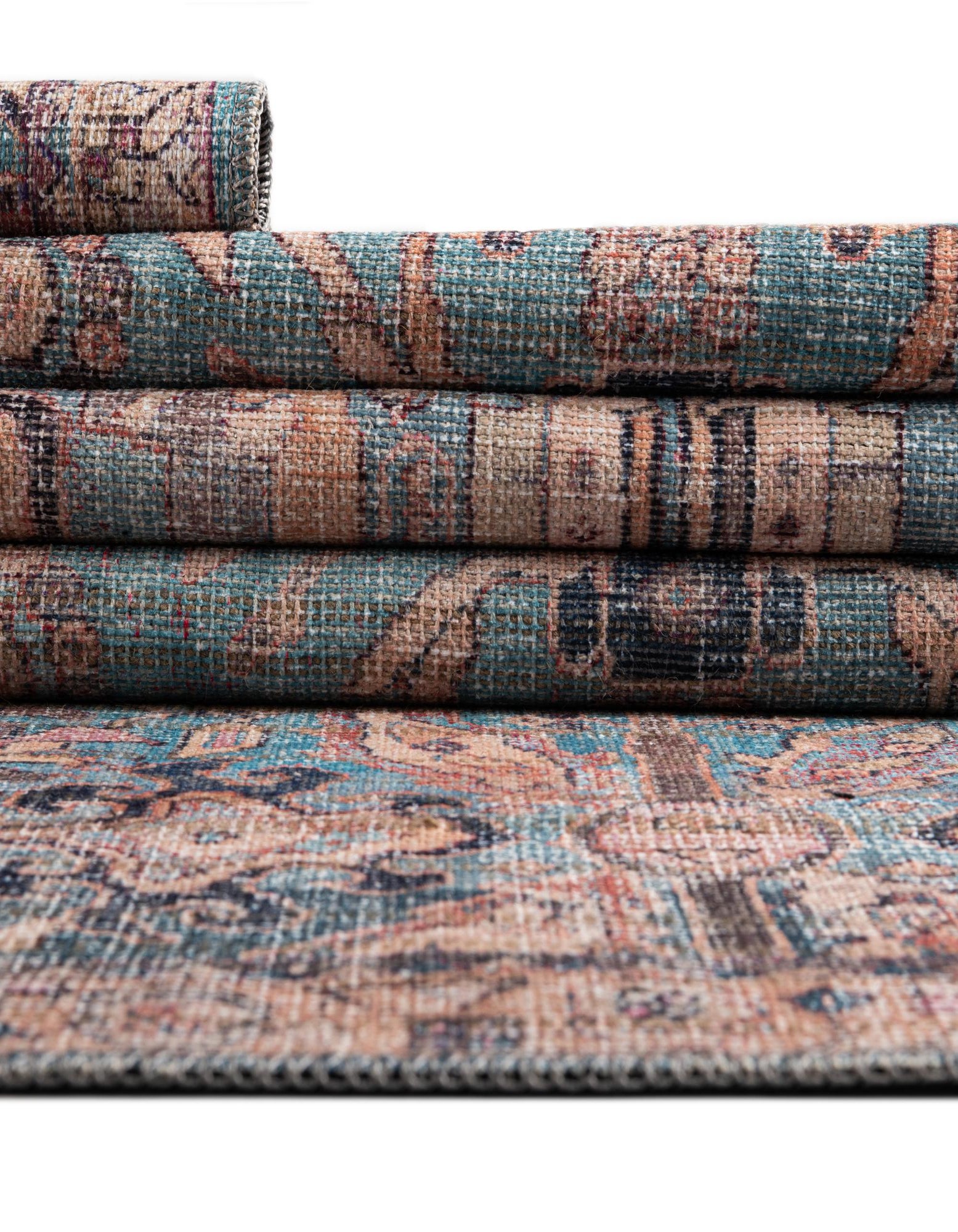 Blue 4' x 6' Washable Nostalgia Rug | Rugs.com