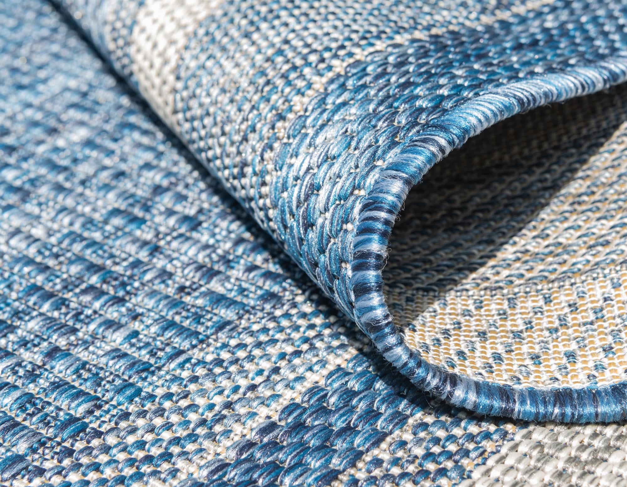 Blue 8' x 11' 4 Border Indoor / Outdoor Rug | Rugs.com