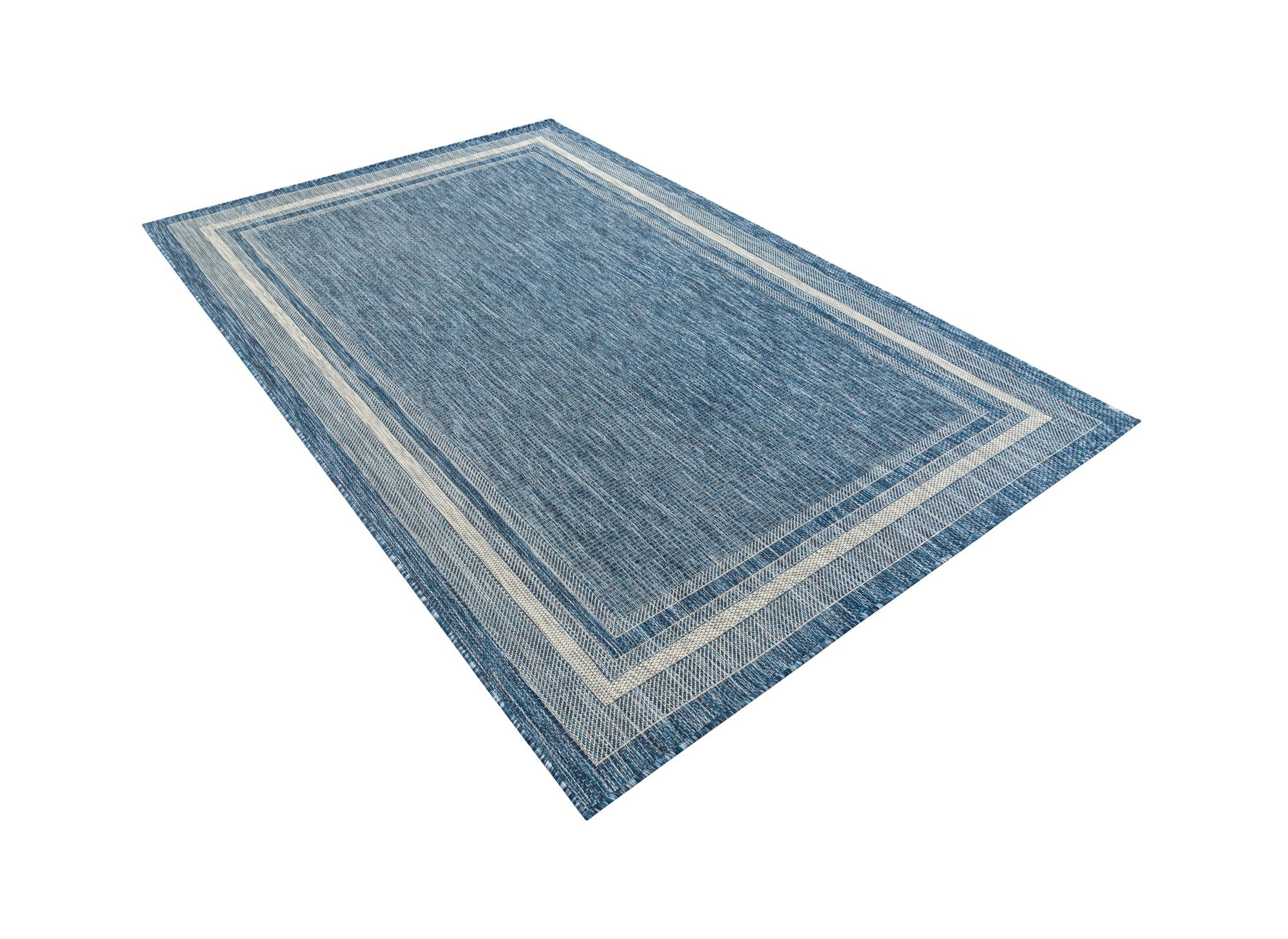 Blue 5' 3 x 8' Border Indoor / Outdoor Rug | Rugs.com