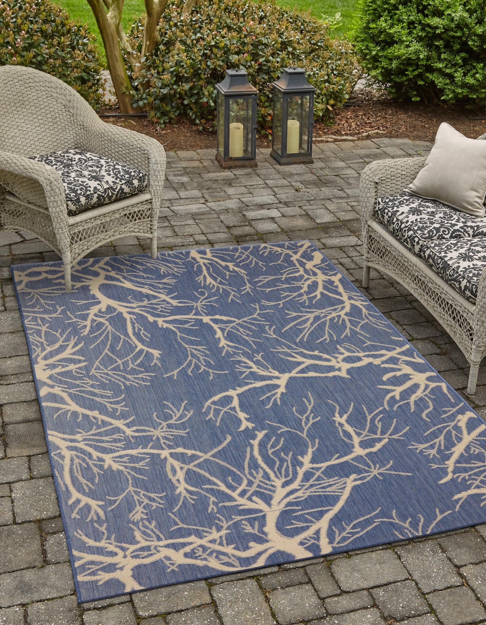 Blue 8' x 11' 4 Botanical Indoor / Outdoor Rug | Rugs.com