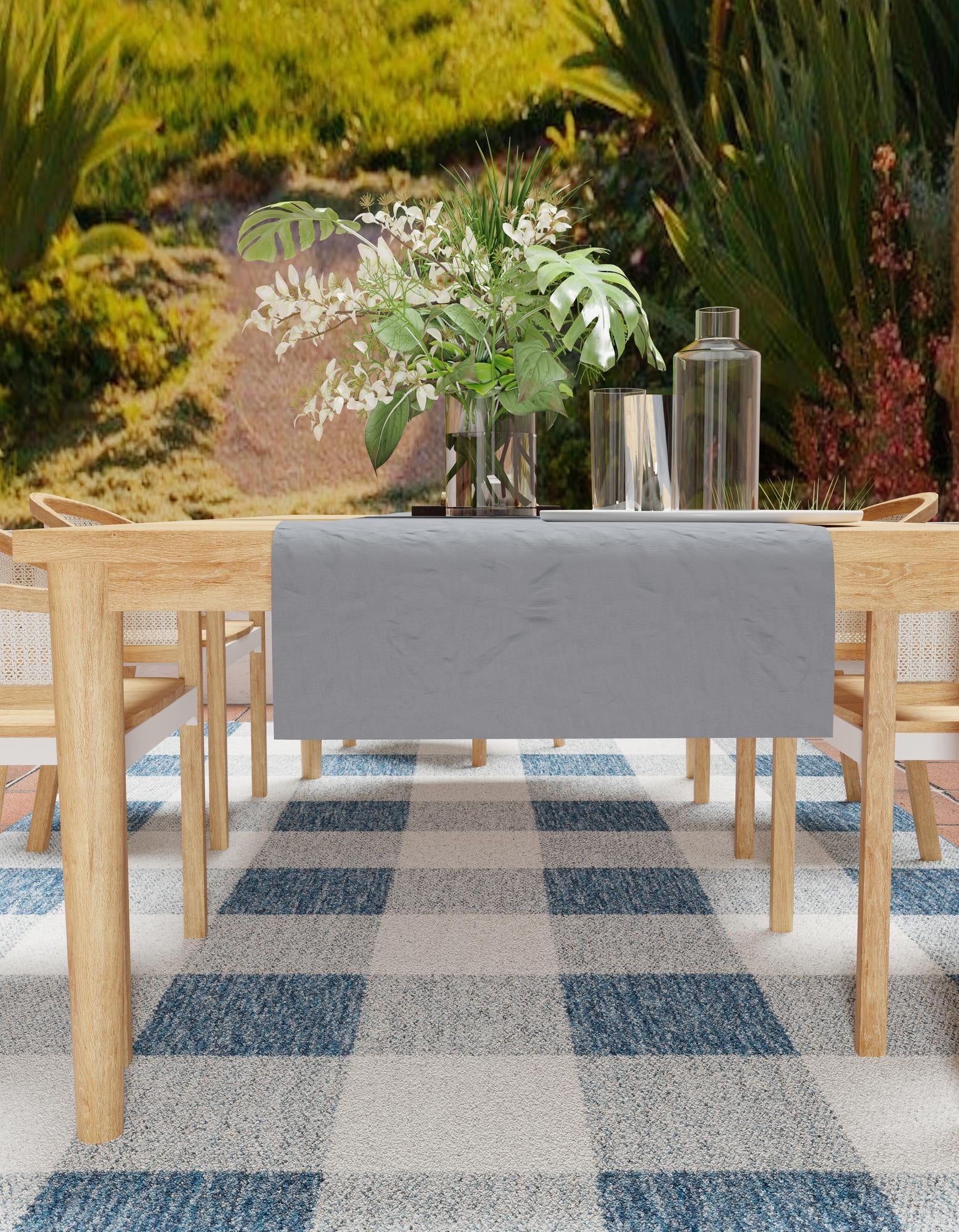 Blue 5' x 7' Checkered Indoor / Outdoor Rug | Rugs.com