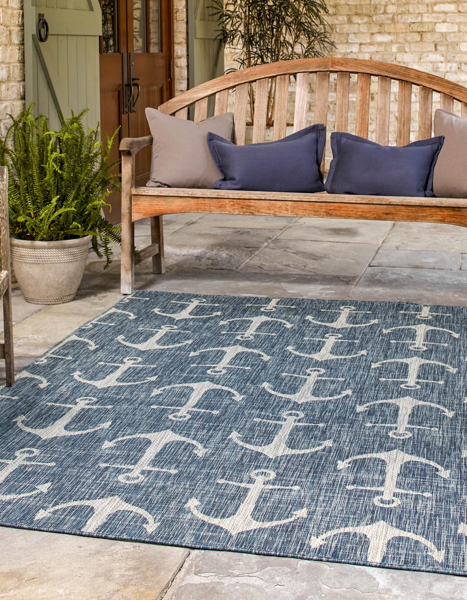 Blue 12' x 16' 1 Coastal Indoor / Outdoor Rug | Rugs.com
