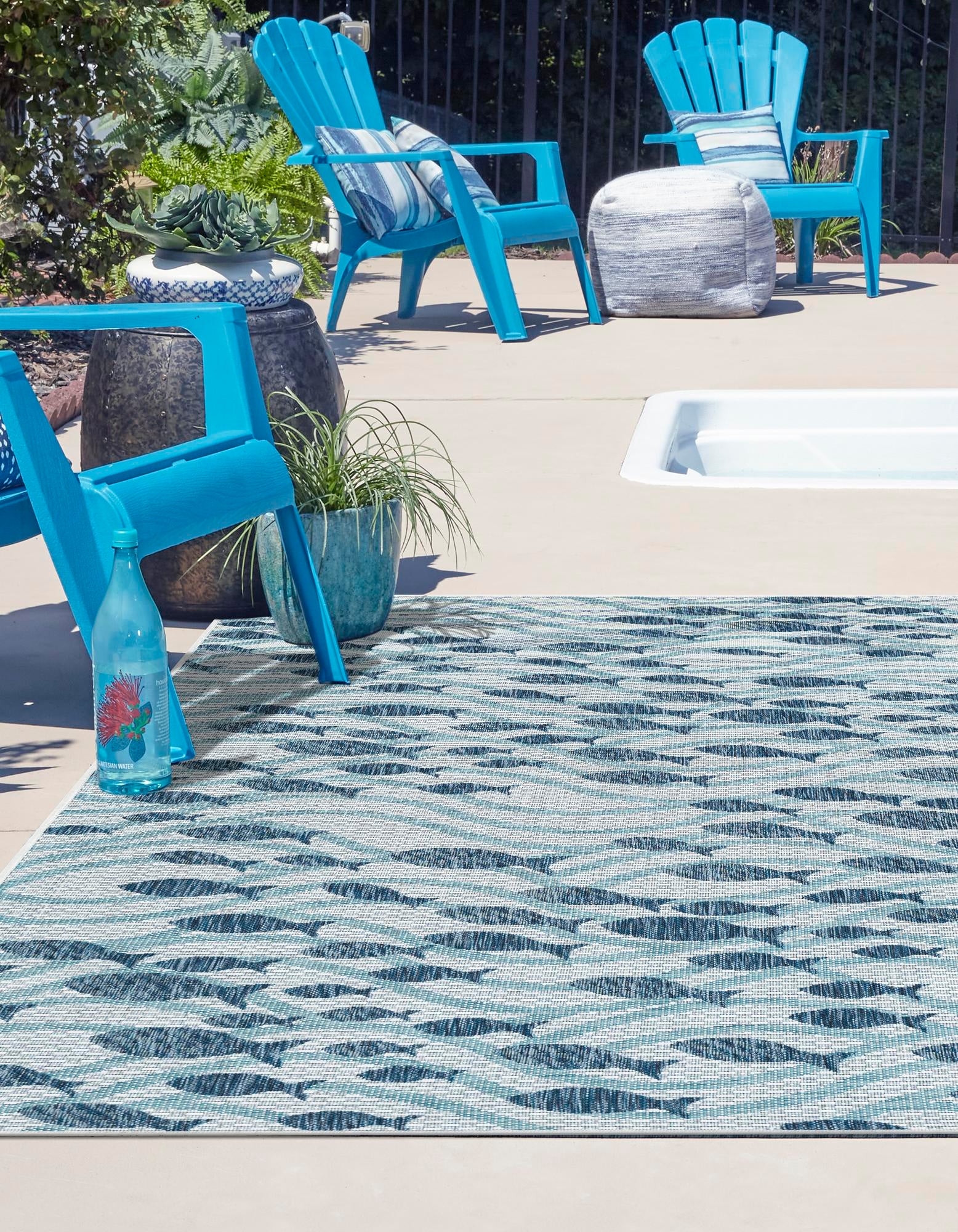 Blue 2' x 3' 1 Coastal Indoor / Outdoor Rug | Rugs.com