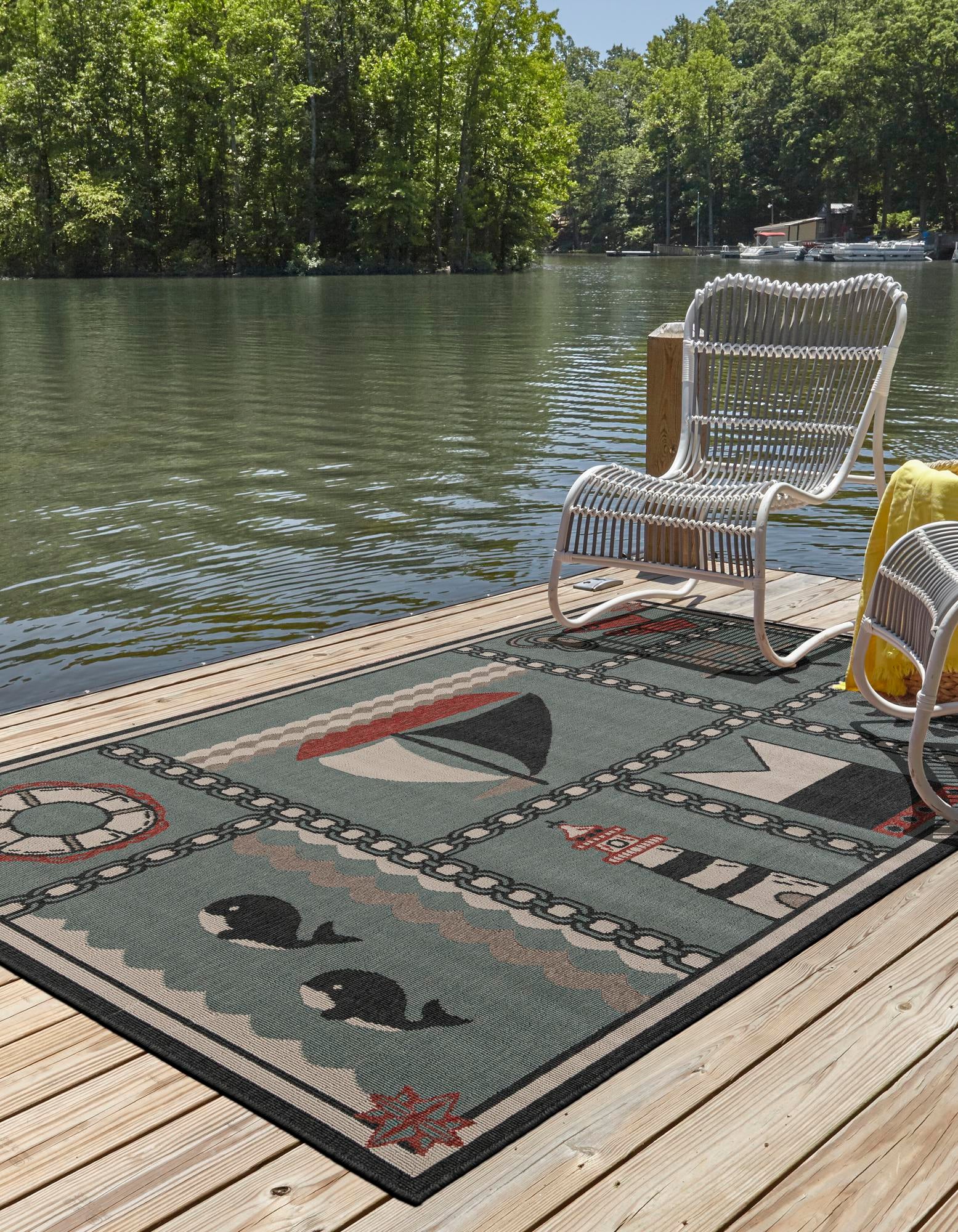 Blue 2' x 3' Coastal Indoor / Outdoor Rug | Rugs.com