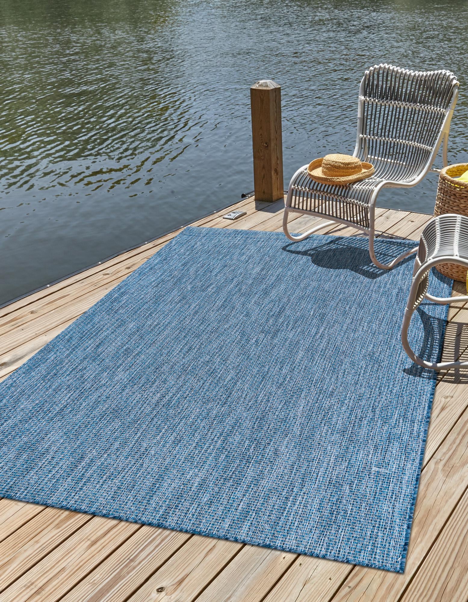 Blue 7' 10 x 10' Solid Indoor / Outdoor Rug | Rugs.com