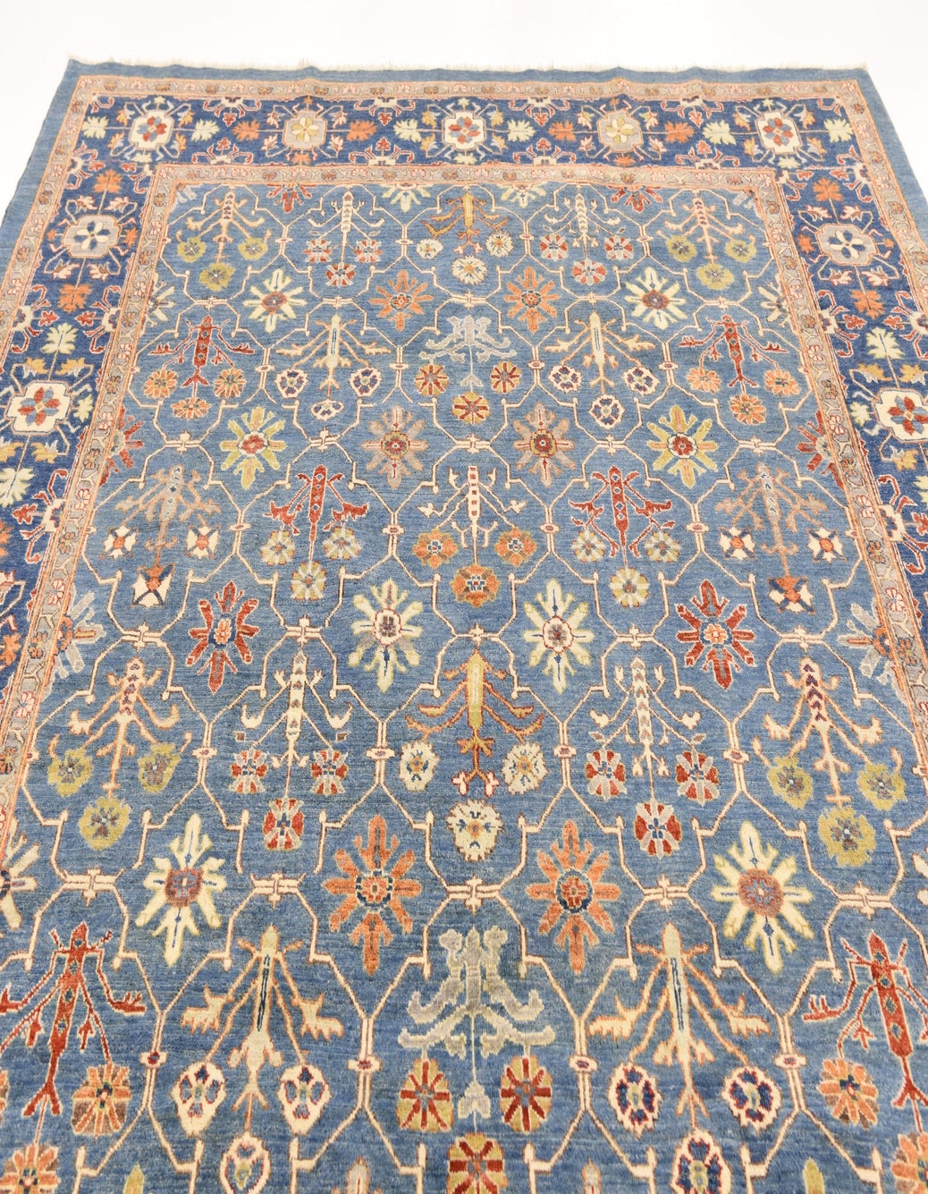 Blue 8' 2 x 10' Hand Knotted Peshawar Ziegler Rug | Rugs.com