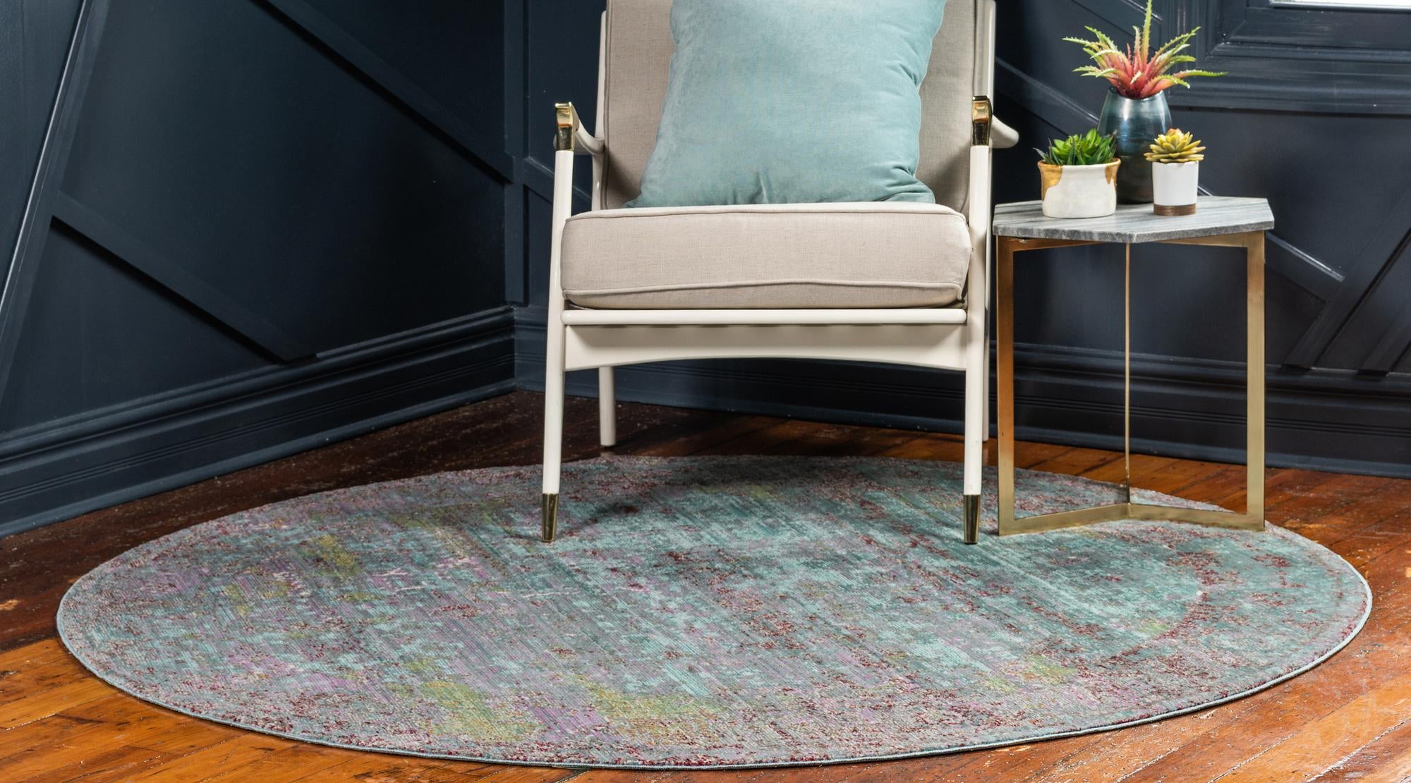 Blue 6' x 6' Alexis Round Rug | Rugs.com