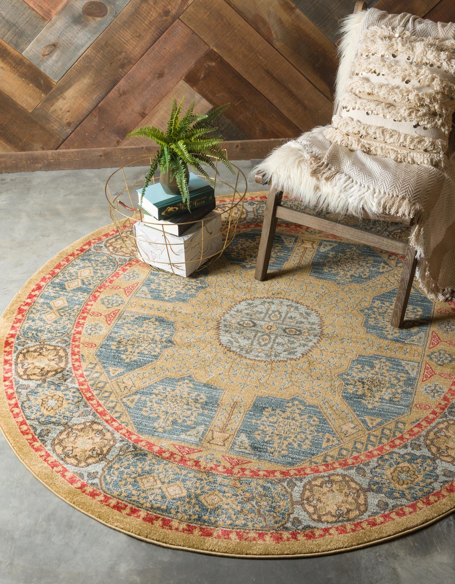 Multicolor 5' x 5' Charleston Round Rug | Rugs.com