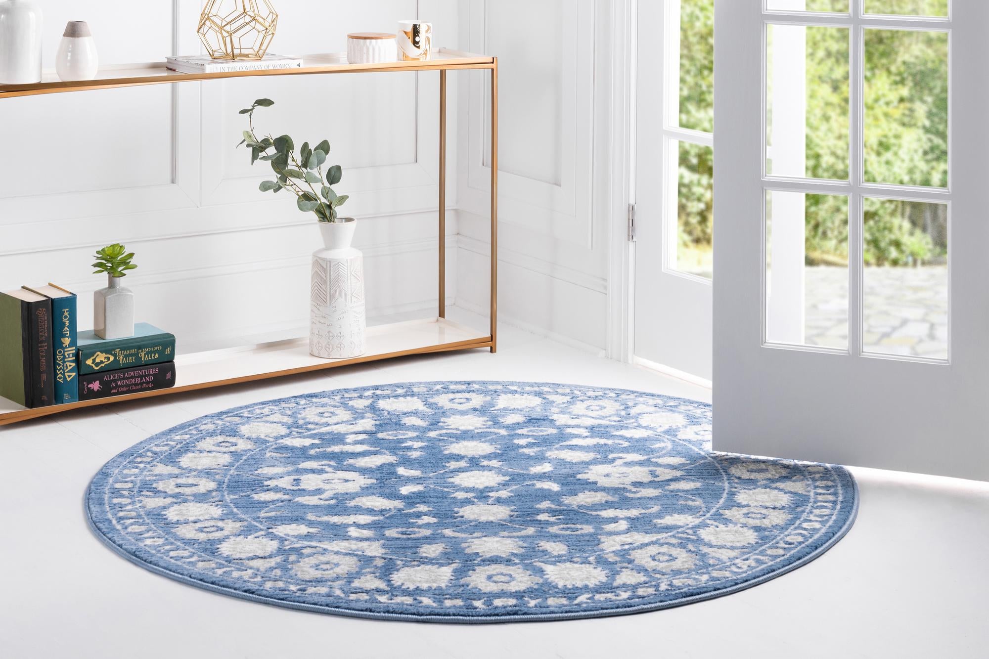 Blue 10' x 10' Boston Round Rug | Rugs.com