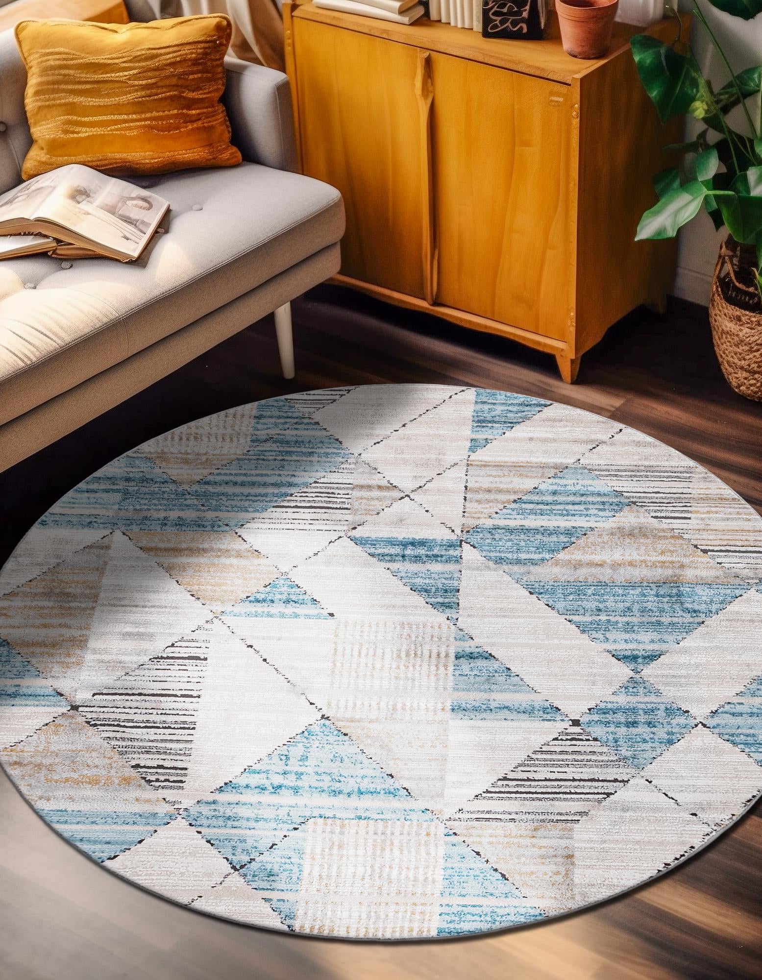 Multicolor 3' 3 x 3' 3 Leipzig Round Rug | Rugs.com