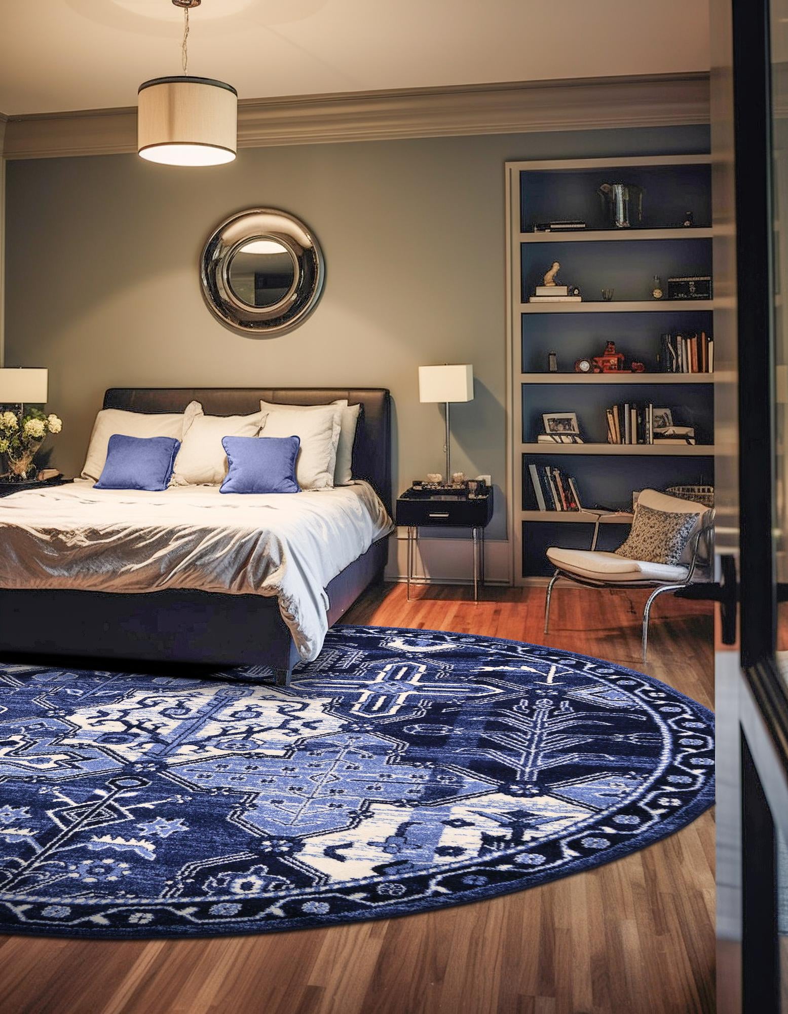 Blue 6' x 6' Miranda Round Rug | Rugs.com