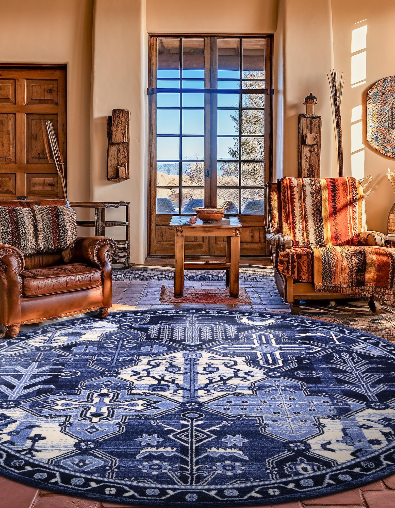 Blue 6' x 6' Miranda Round Rug | Rugs.com