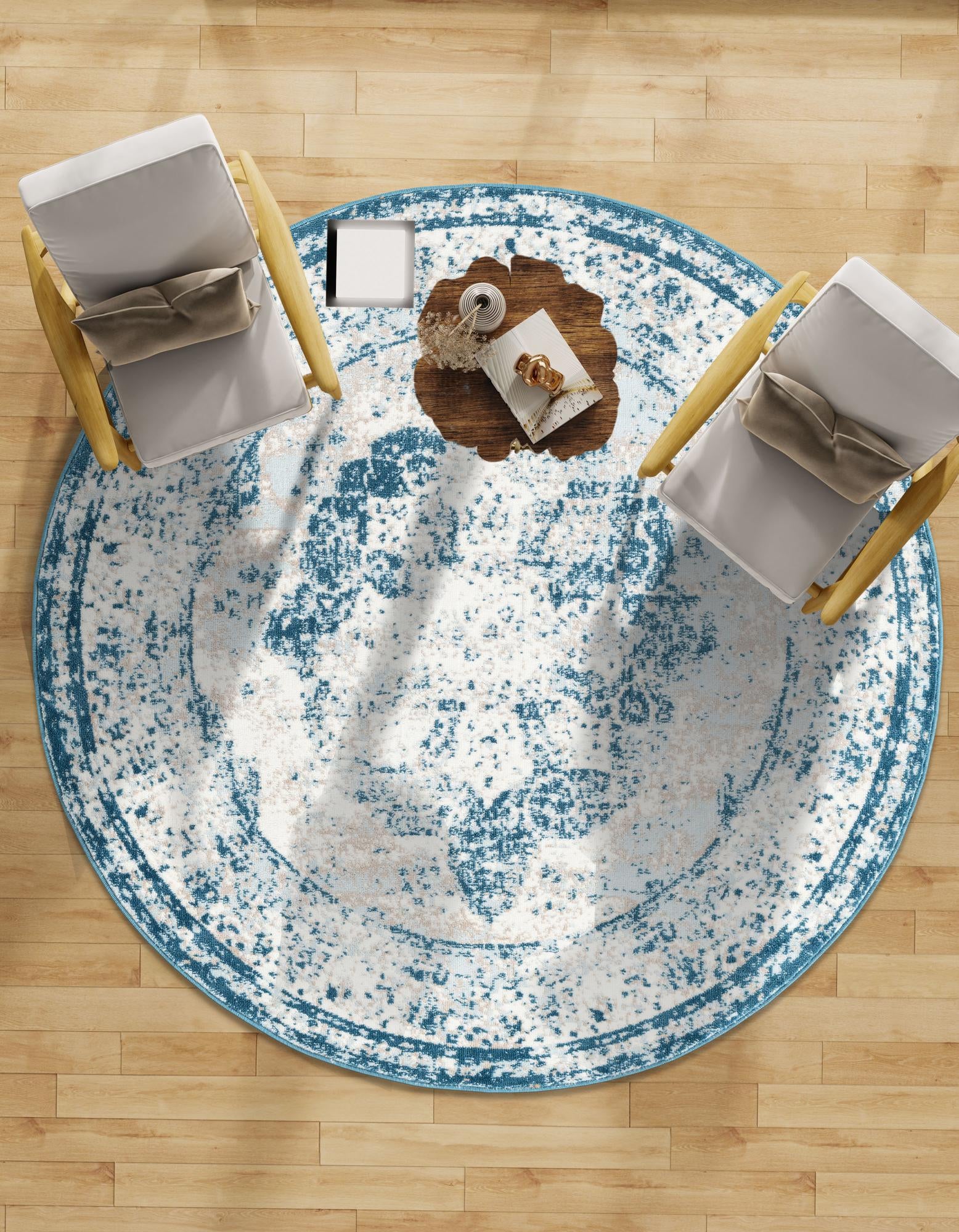 Blue 8' x 8' Monte Carlo Round Rug | Rugs.com