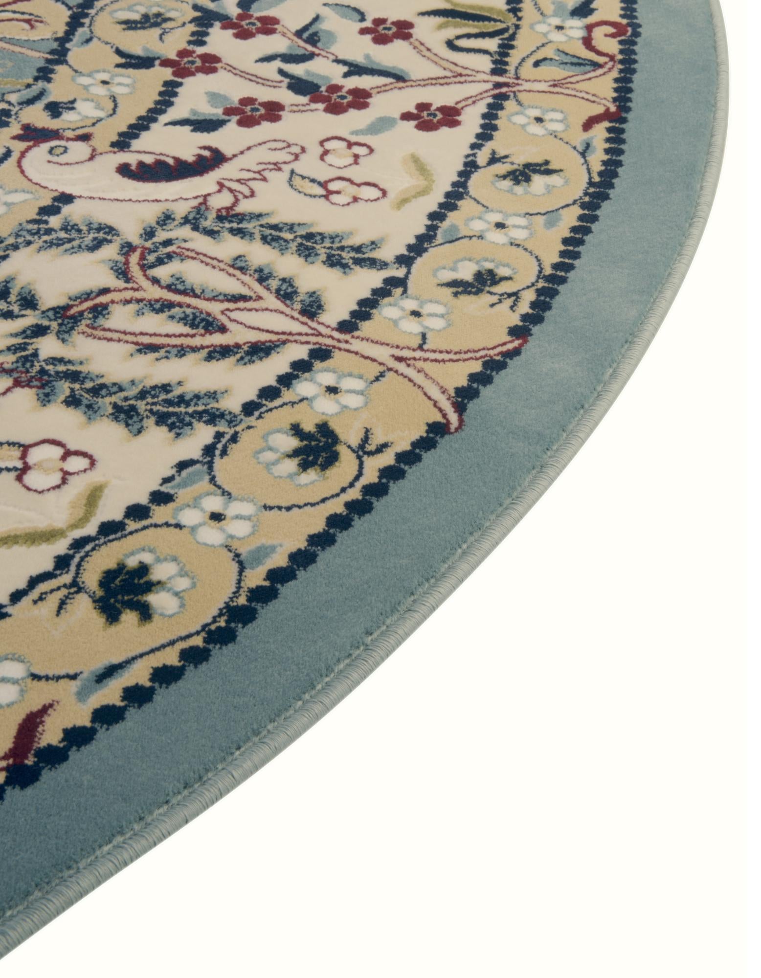 Blue 7' x 7' Nain Design Round Rug | Rugs.com