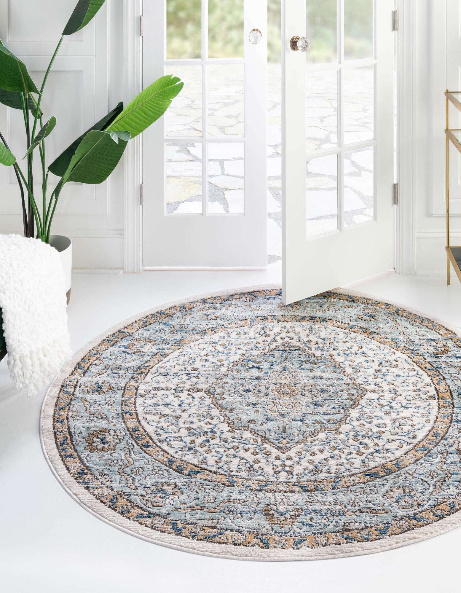 Blue 10' x 10' Nyla Round Rug | Rugs.com