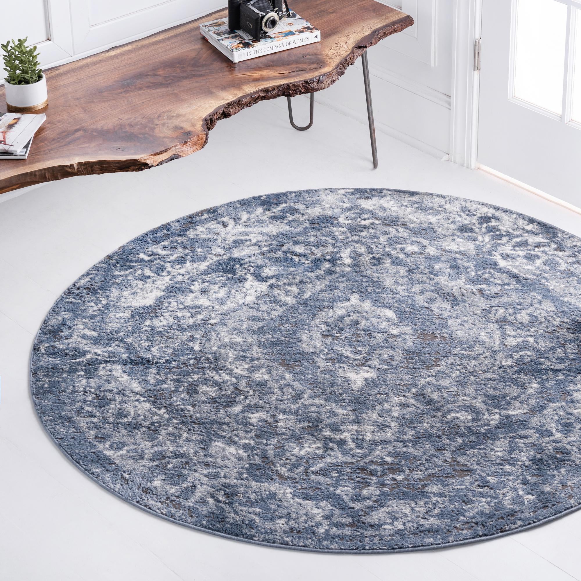 Blue 5' x 5' Oregon Round Rug | Rugs.com