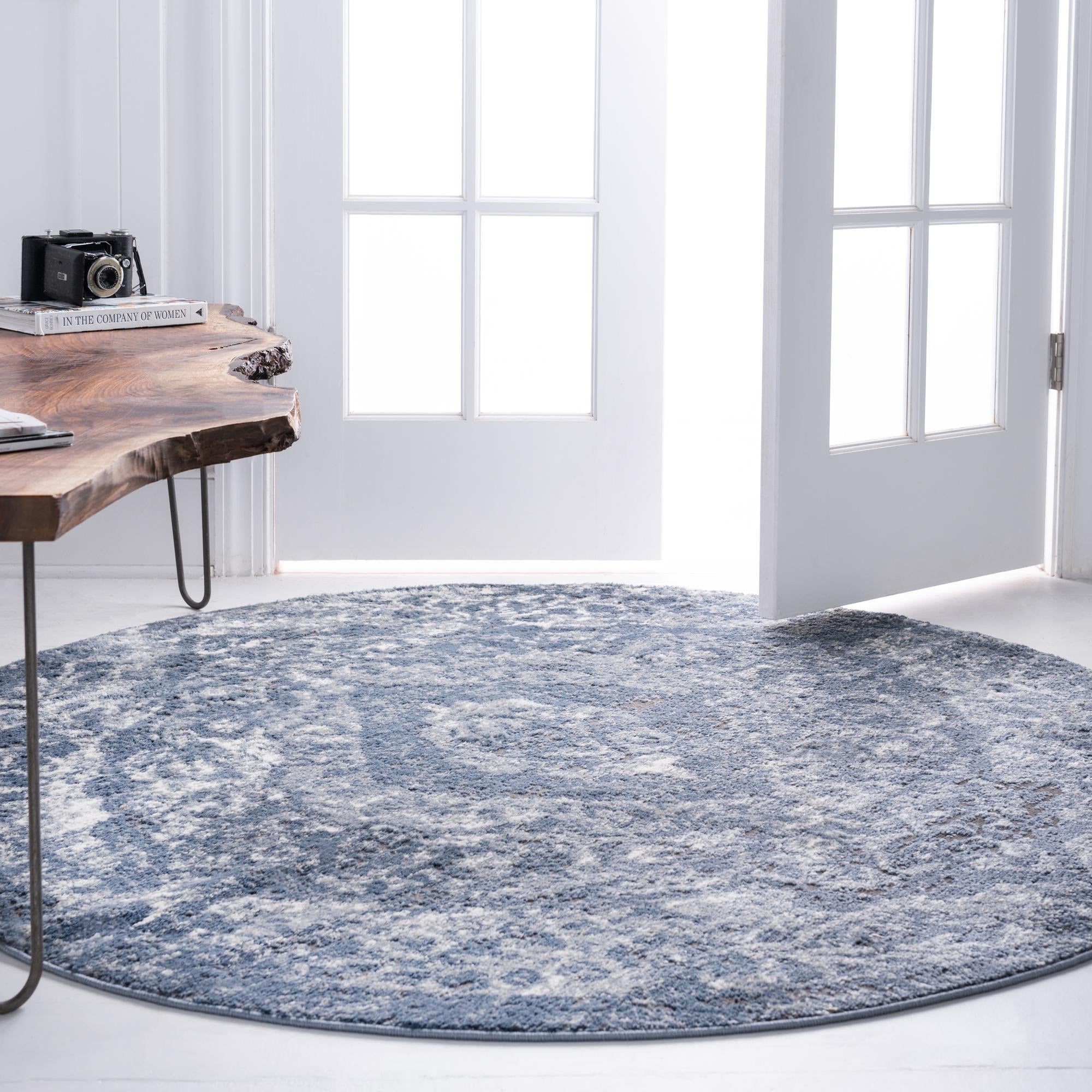 Blue 5' x 5' Oregon Round Rug | Rugs.com