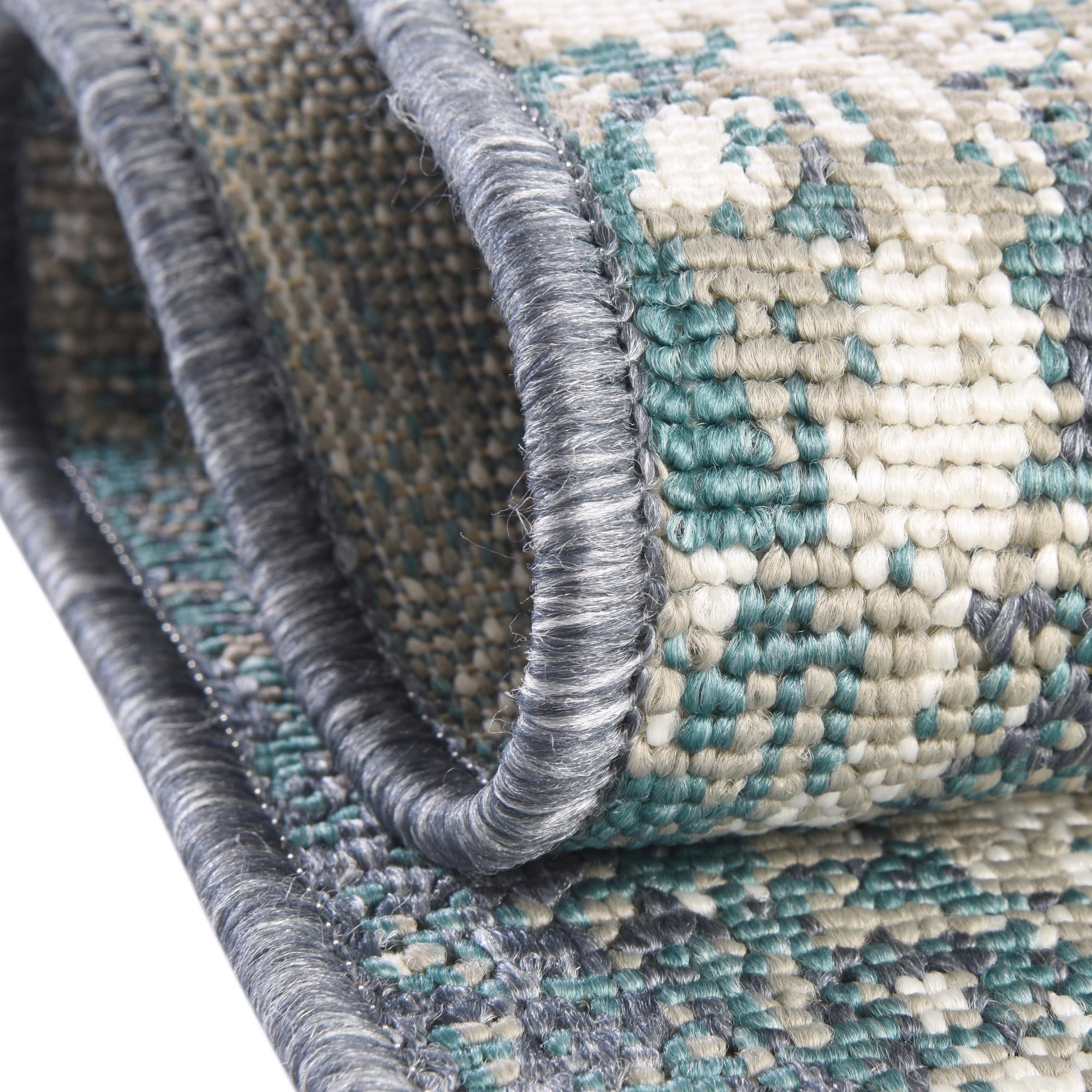 Blue 4' x 4' Coastal Indoor / Outdoor Round Rug | Rugs.com