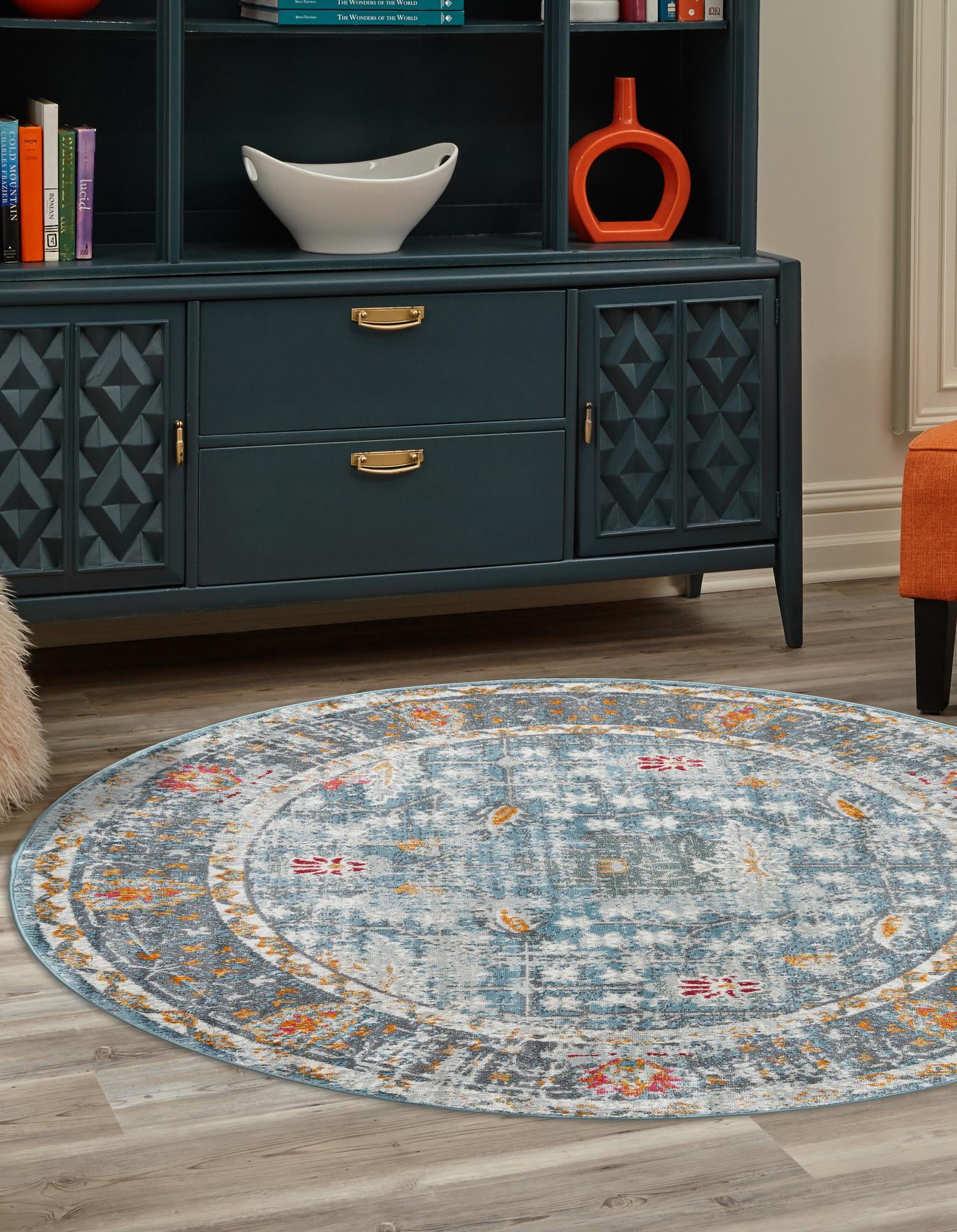 Blue 3' 3 x 3' 3 Paragon Round Rug | Rugs.com
