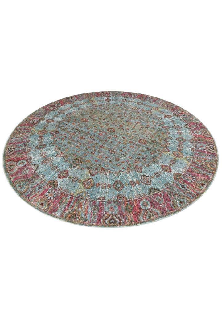 Blue 8' x 8' Santiago Round Rug | Rugs.com