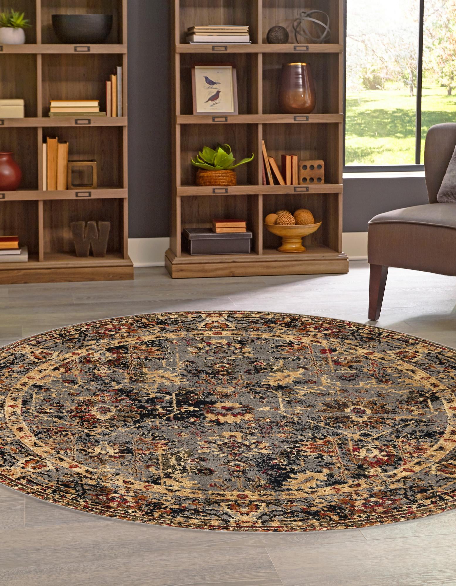 Blue 7' x 7' Saturn Round Rug | Rugs.com